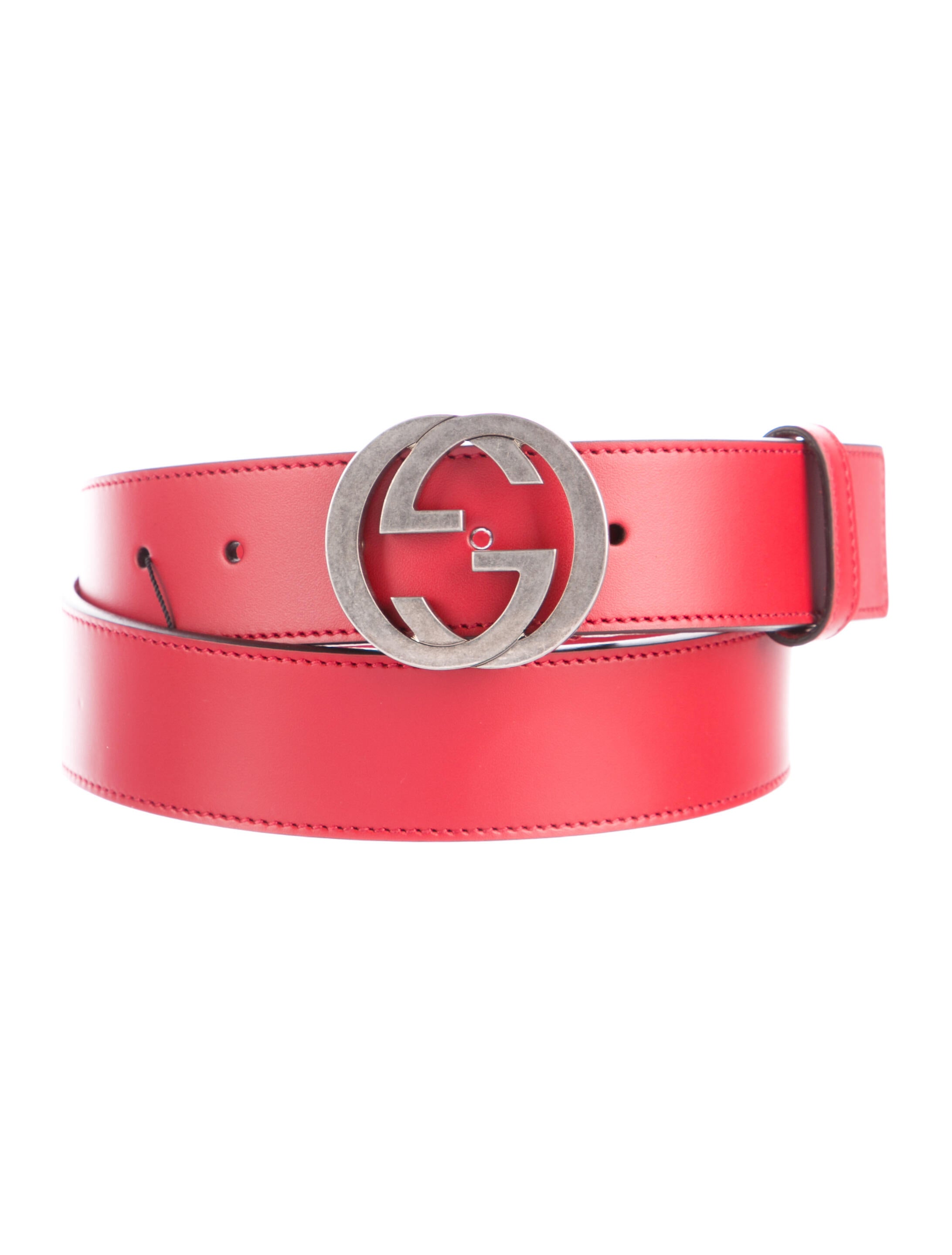 Gucci Interlocking G Logo Leather Belt w/ Tags - Red Belts, Accessories ...