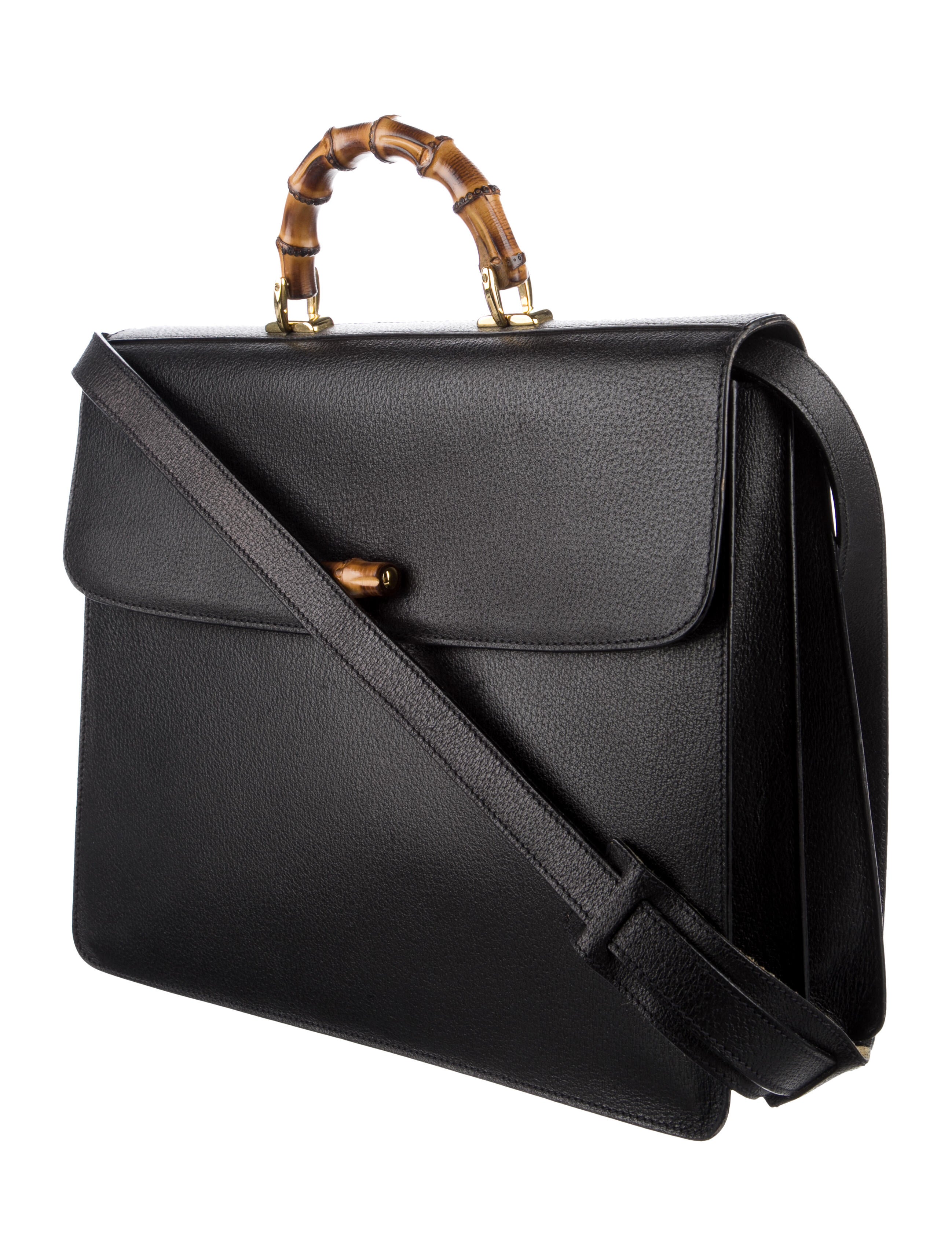 Gucci Vintage Bamboo Briefcase - Black Luggage and Travel, Handbags ...
