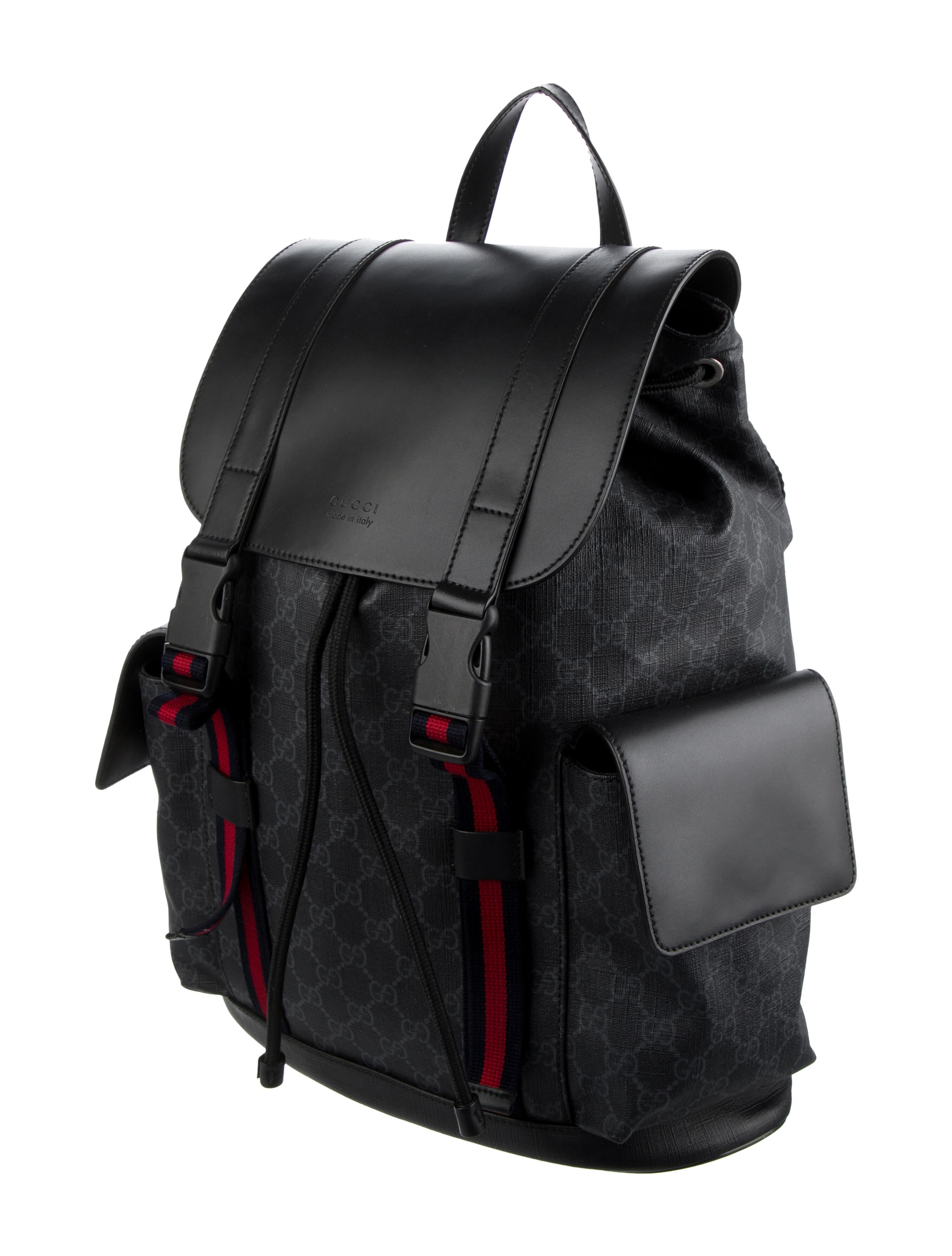 Gucci Soft GG Supreme Web Double Buckle Backpack - Black Backpacks ...