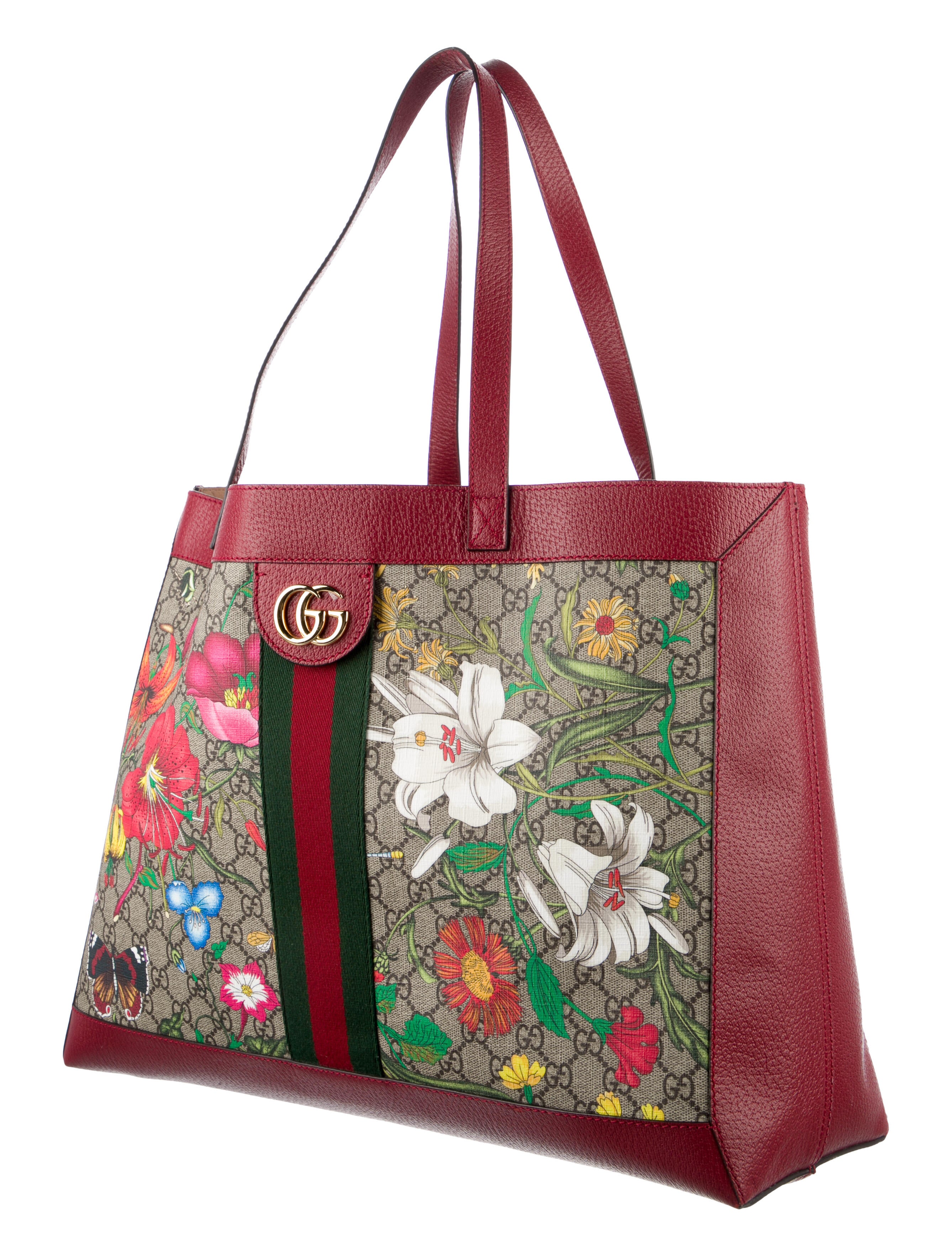 Gucci Flora GG Supreme Large Ophidia Tote - Red Totes, Handbags ...
