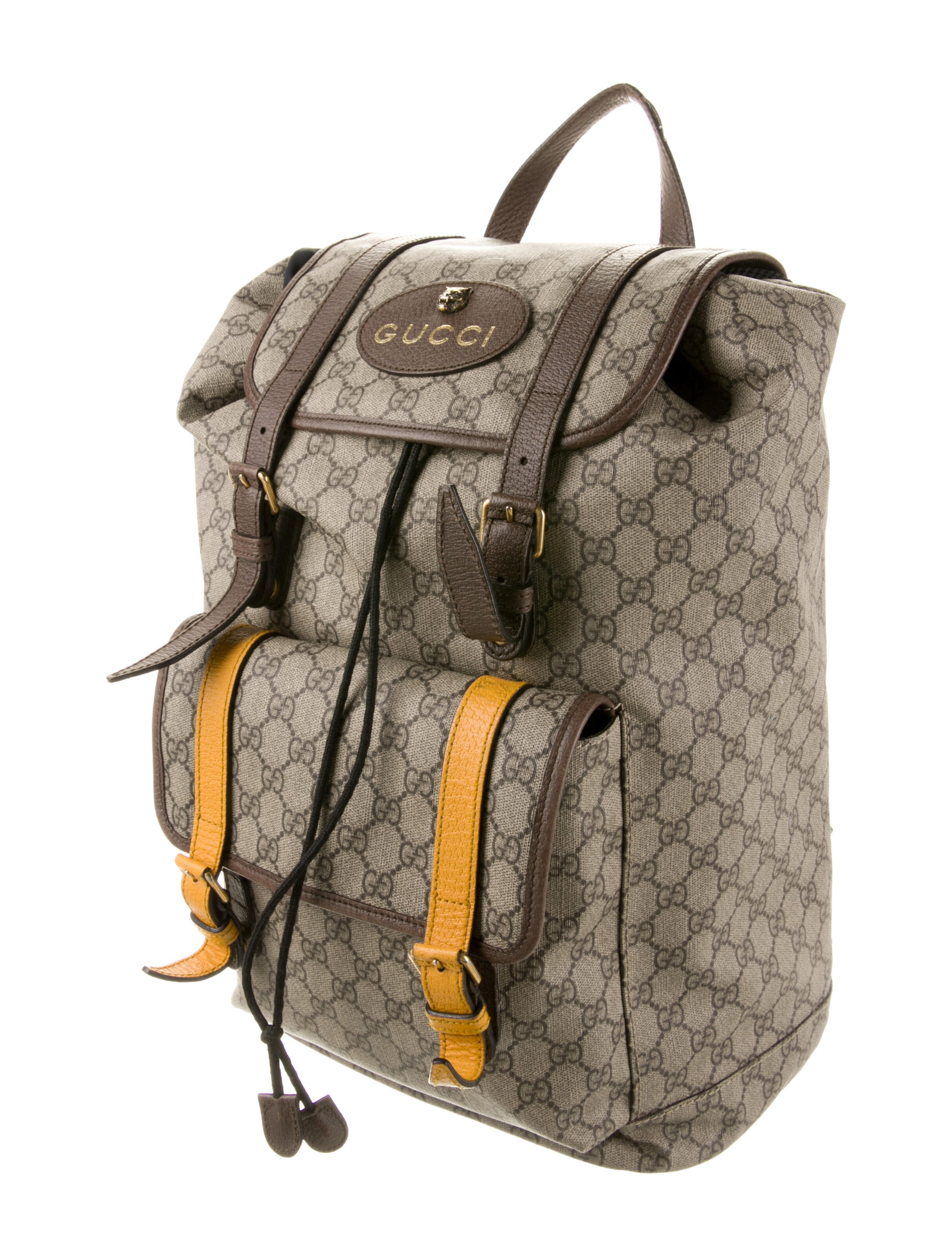 Gucci GG Supreme Double Buckle Backpack - Neutrals Backpacks, Bags ...