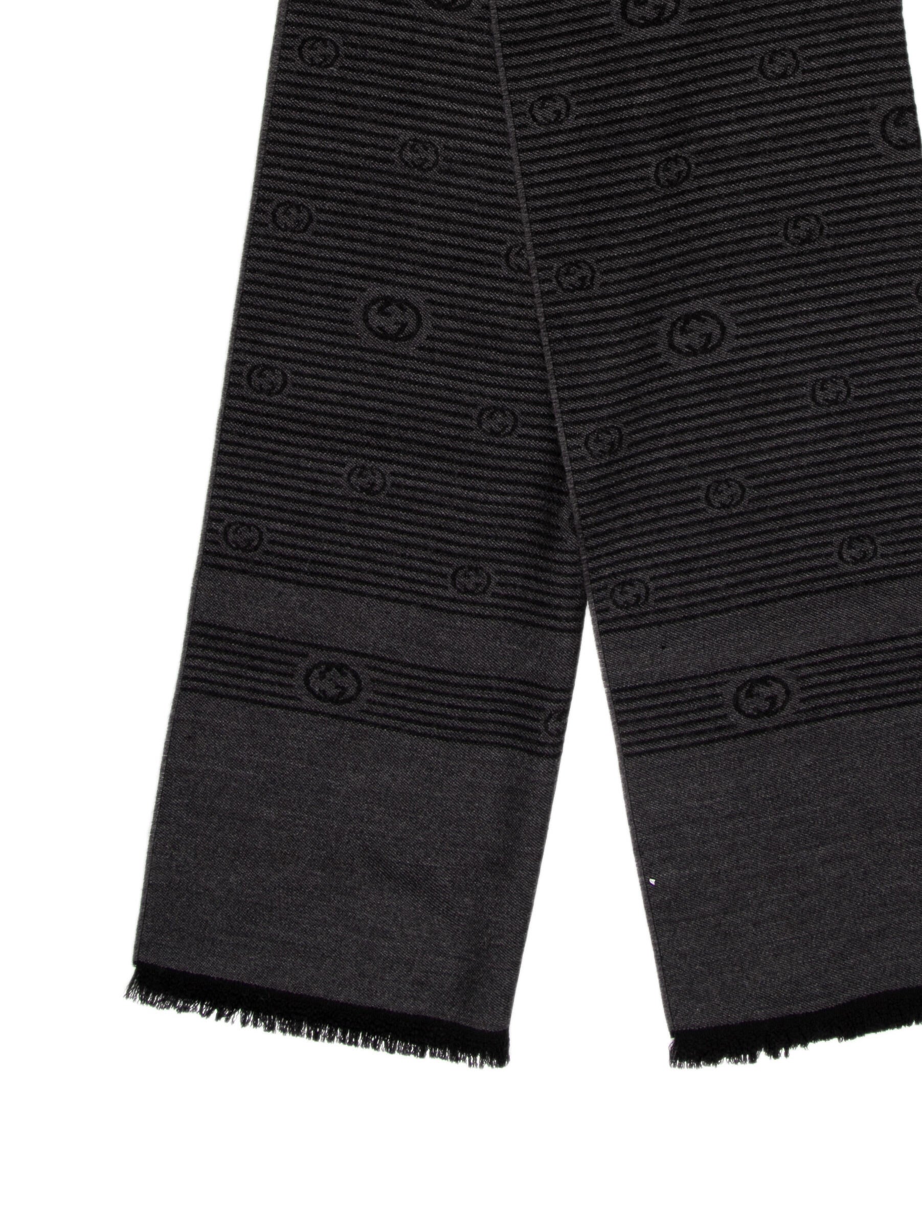 Gucci Wool Interlocking G Logo Scarf - Grey Scarves, Accessories ...