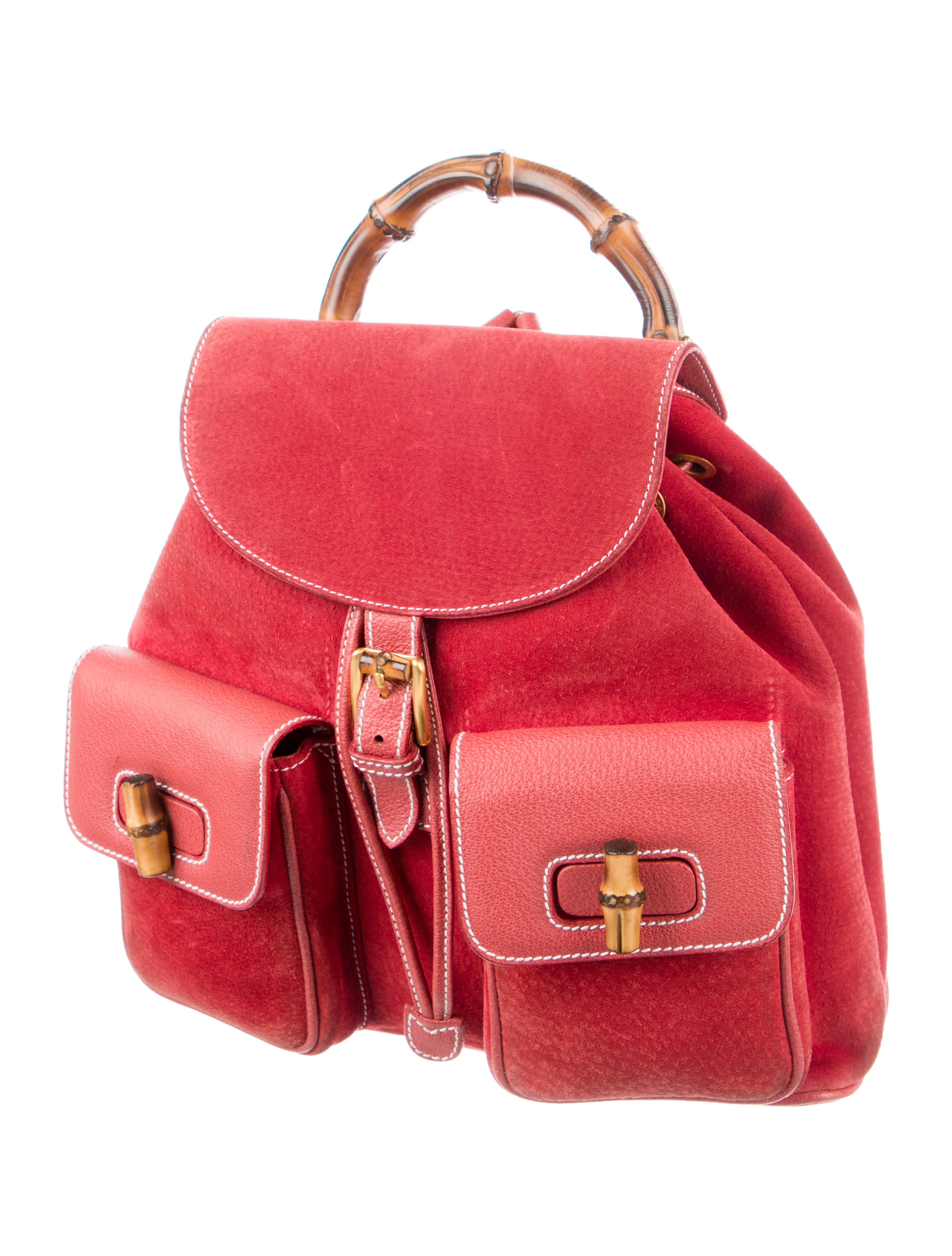 Gucci Bamboo Suede Backpack - Backpacks, Handbags | The RealReal