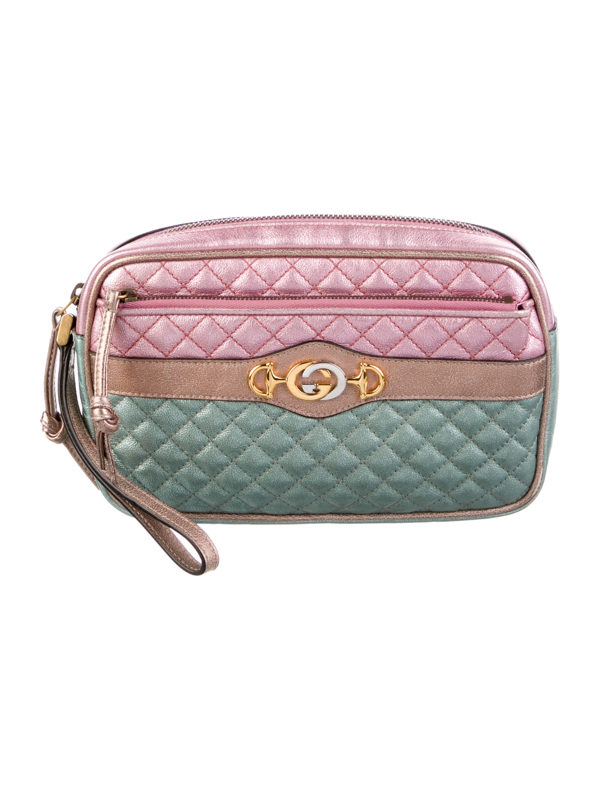 Gucci Metallic Trapuntata Zumi Wristlet - Blue Clutches, Handbags ...