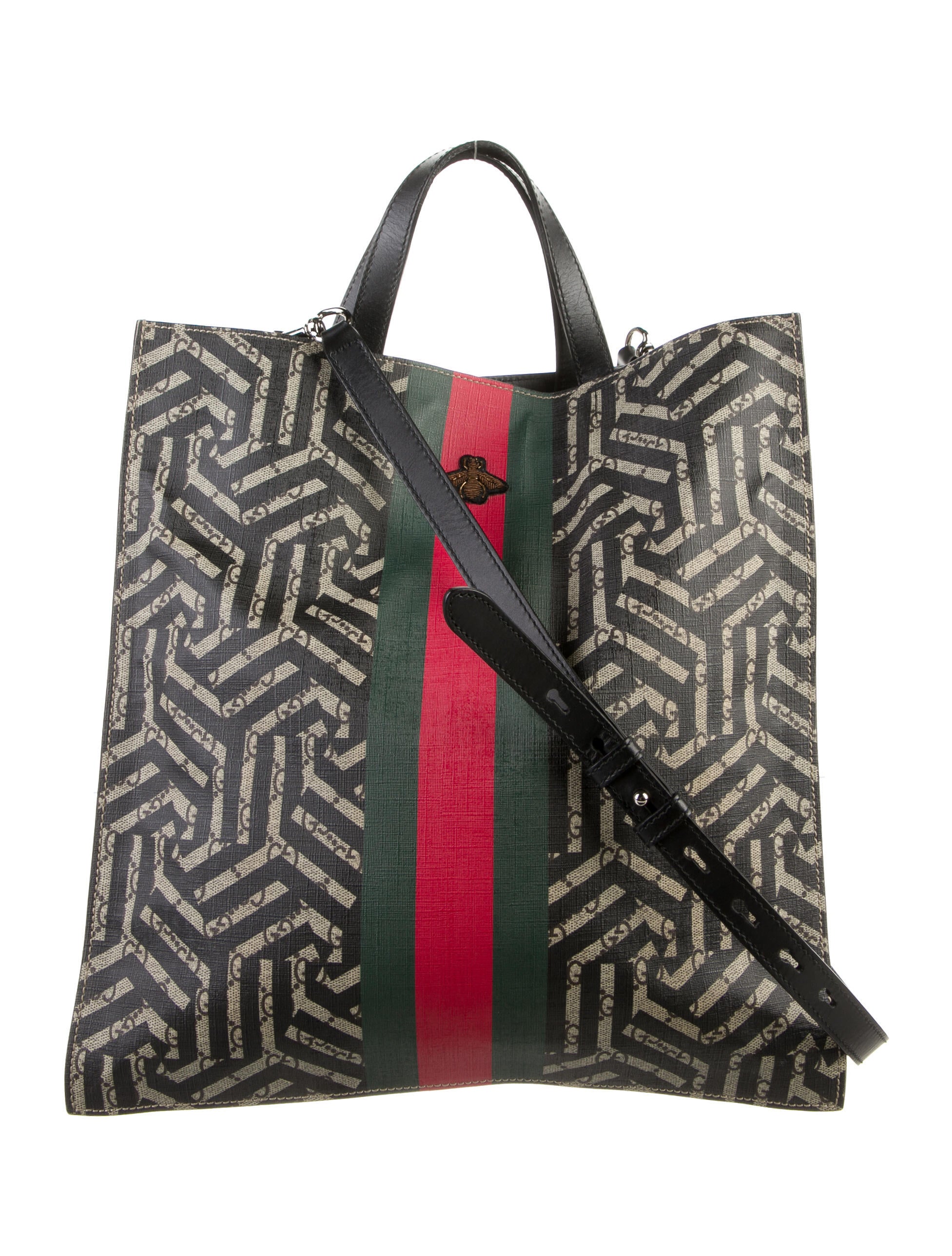 Gucci GG Canvas Web Tote - Black Totes, Handbags - GUC141899 | The RealReal