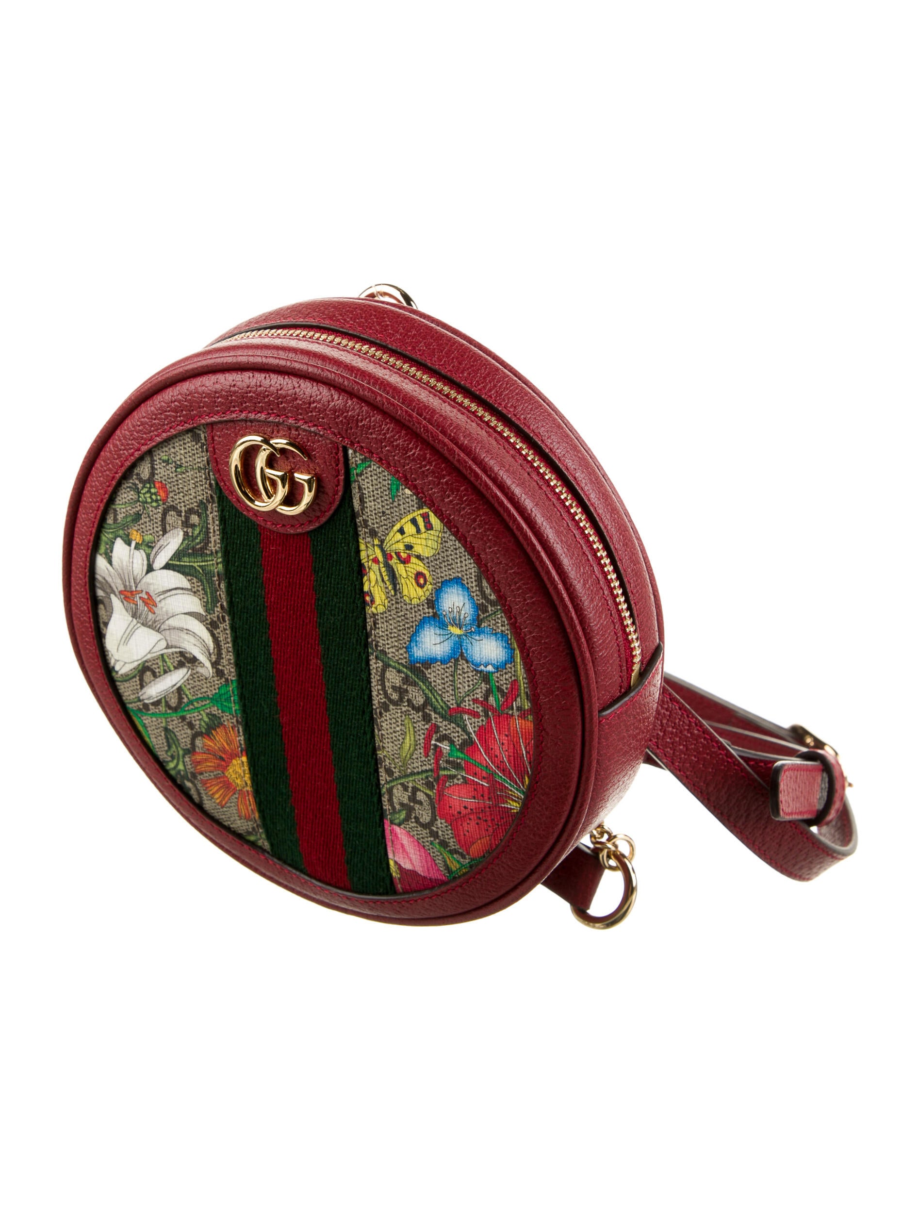 Gucci GG Supreme Mini Web Flora Ophidia Round Backpack - Red Backpacks ...