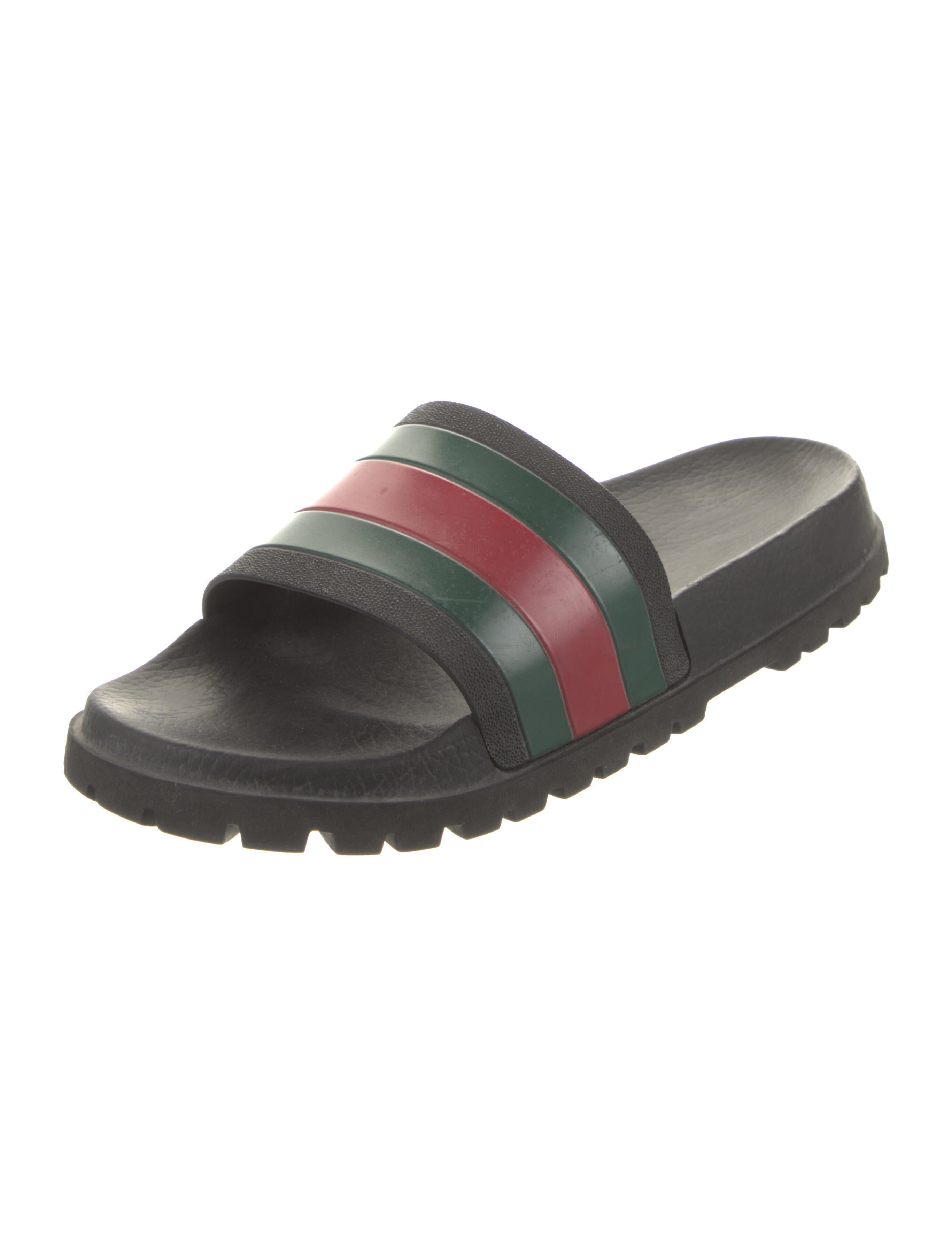 Gucci Web Accent Rubber Slides - Black Sandals, Shoes - GUC1103579 ...