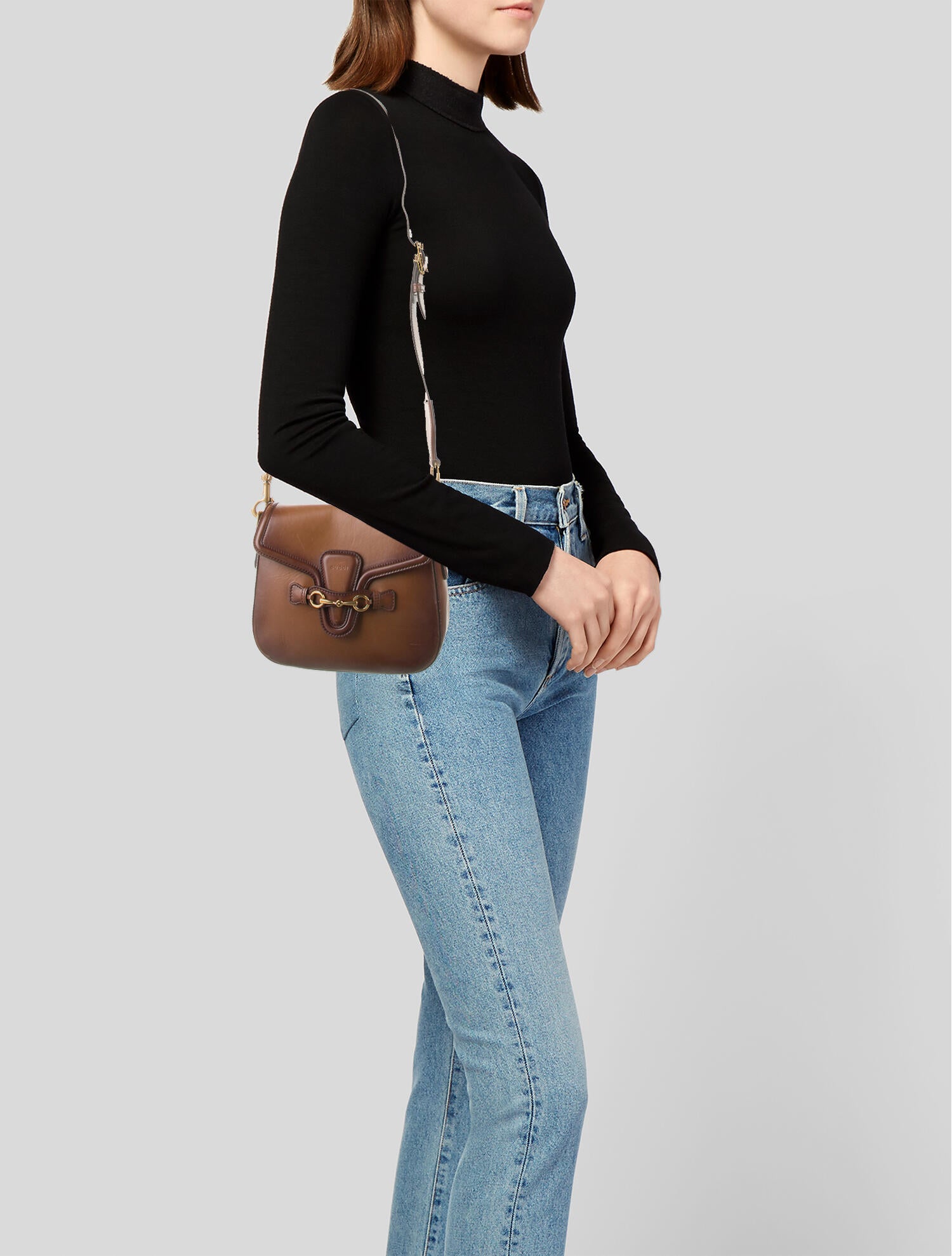 Gucci Medium Lady Web Shoulder Bag - Brown Crossbody Bags, Handbags - GUC1110400 | The RealReal