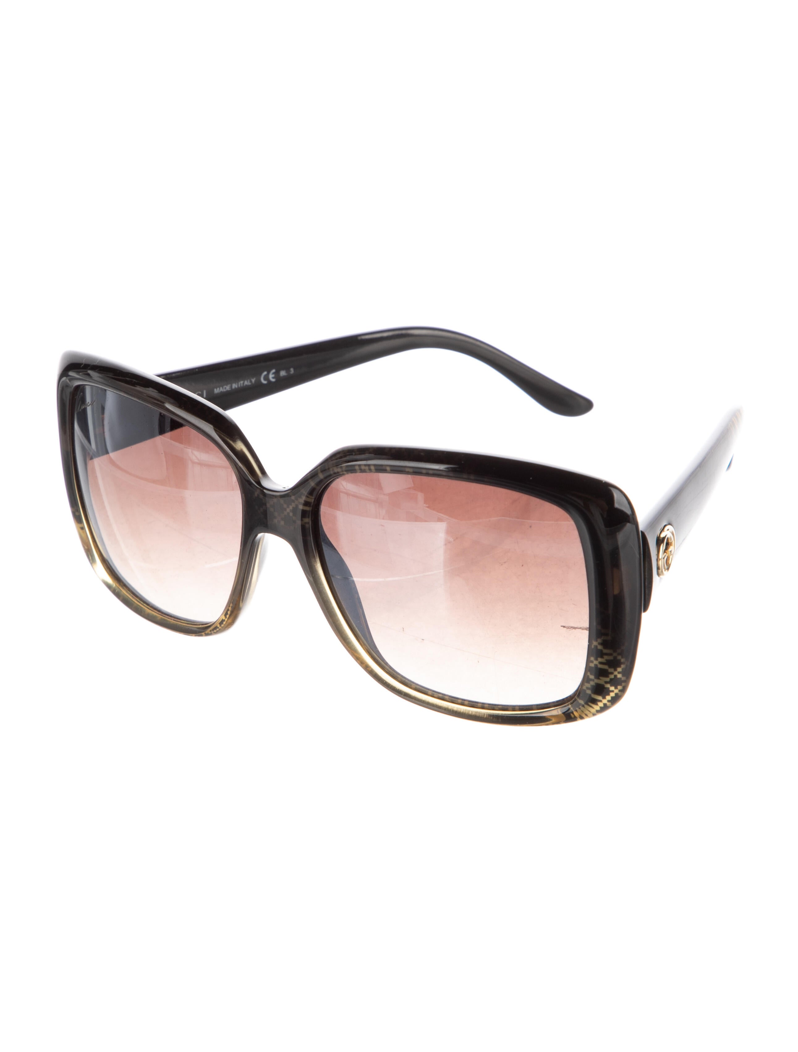 Gucci Interlocking G Logo Oversize Sunglasses - Brown Sunglasses ...