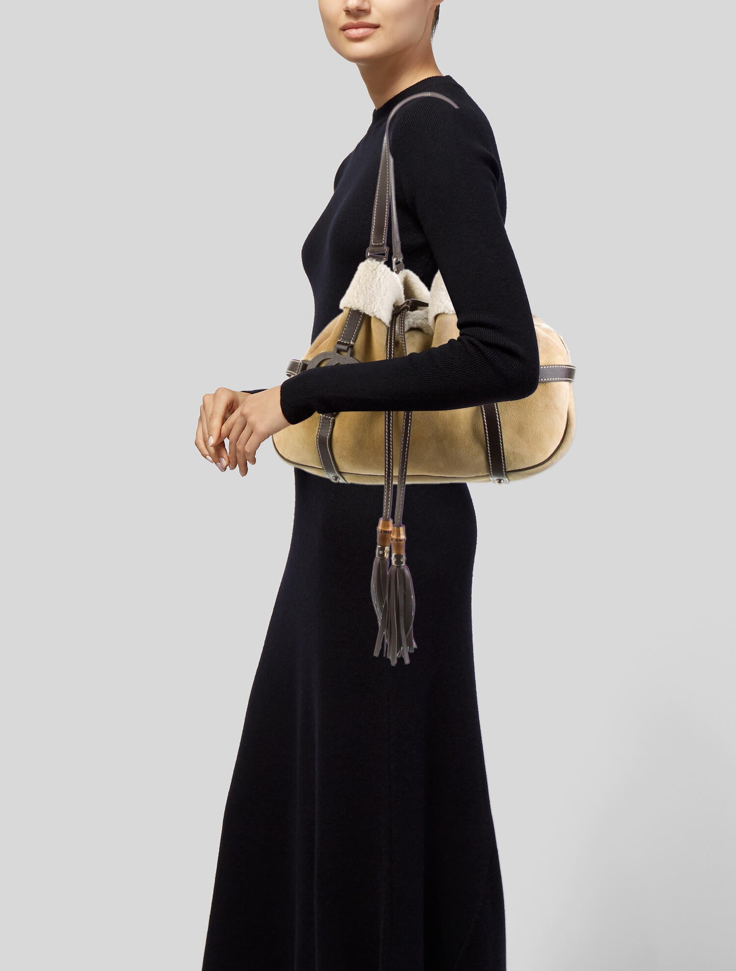 Gucci Shearling Royal Tote Bag w/Pouch - Neutrals Totes, Handbags ...