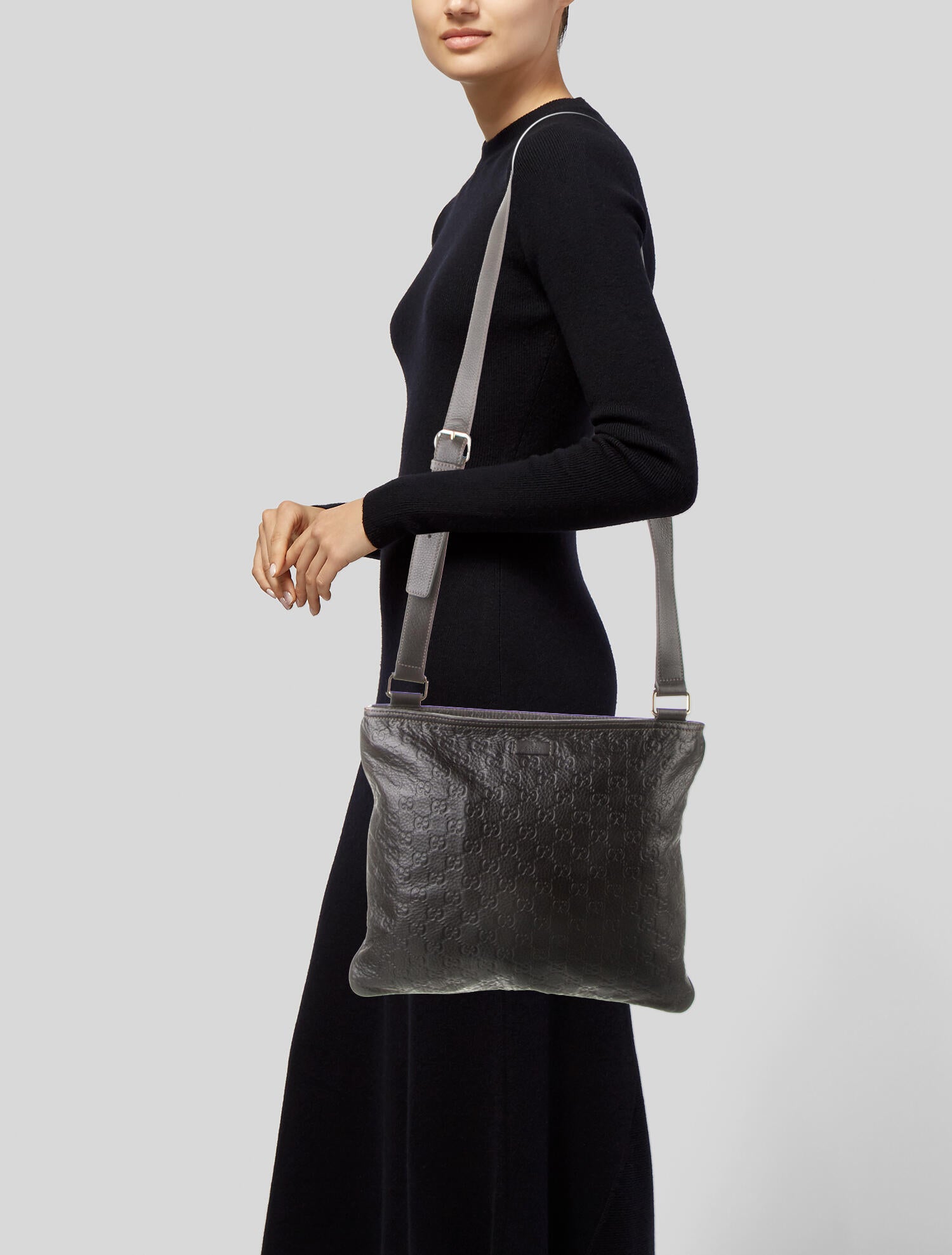 Gucci GG Signature Leather Messenger Bag - Brown Crossbody Bags ...