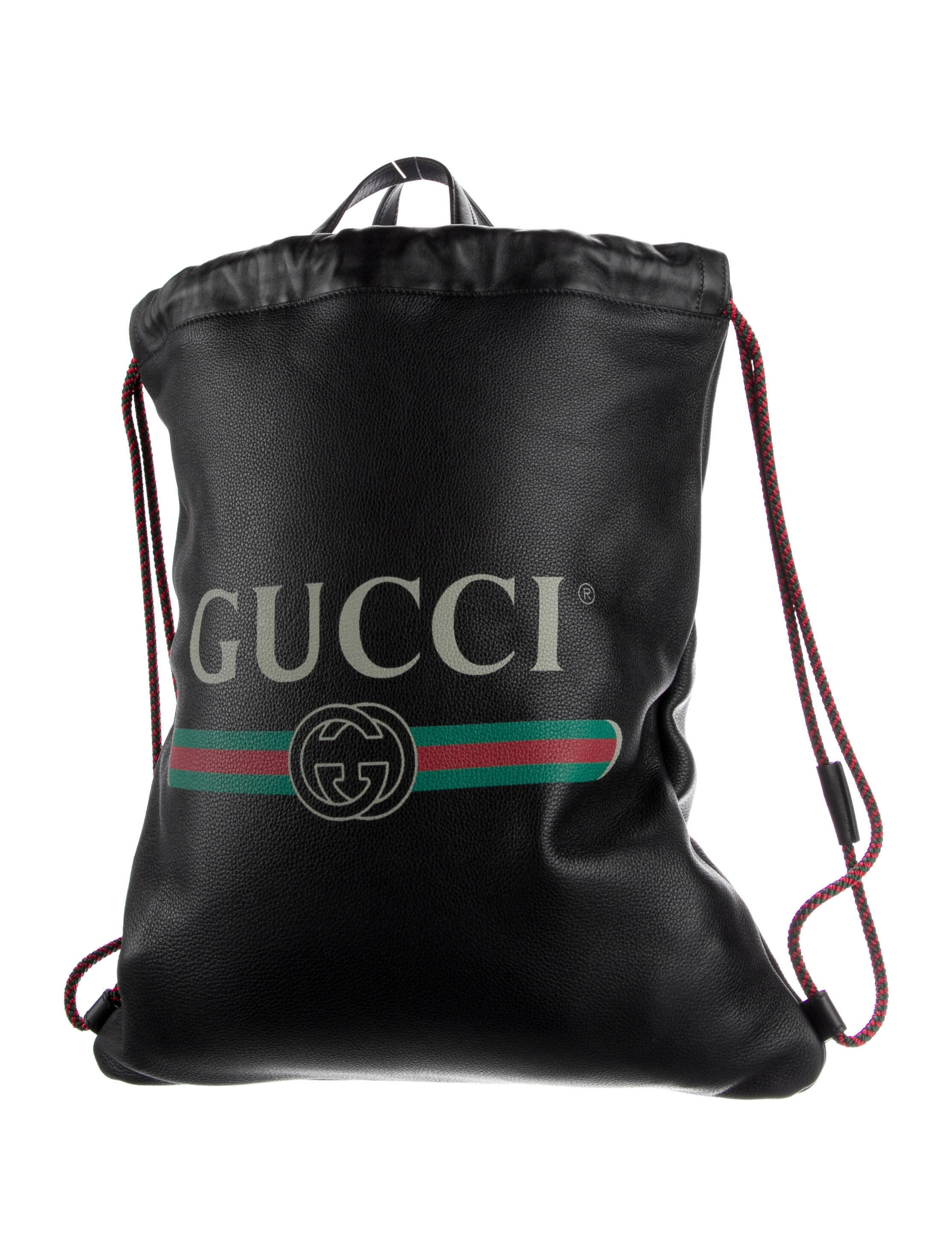 Gucci Logo Drawstring Backpack with Pouch - Black Backpacks, Bags ...