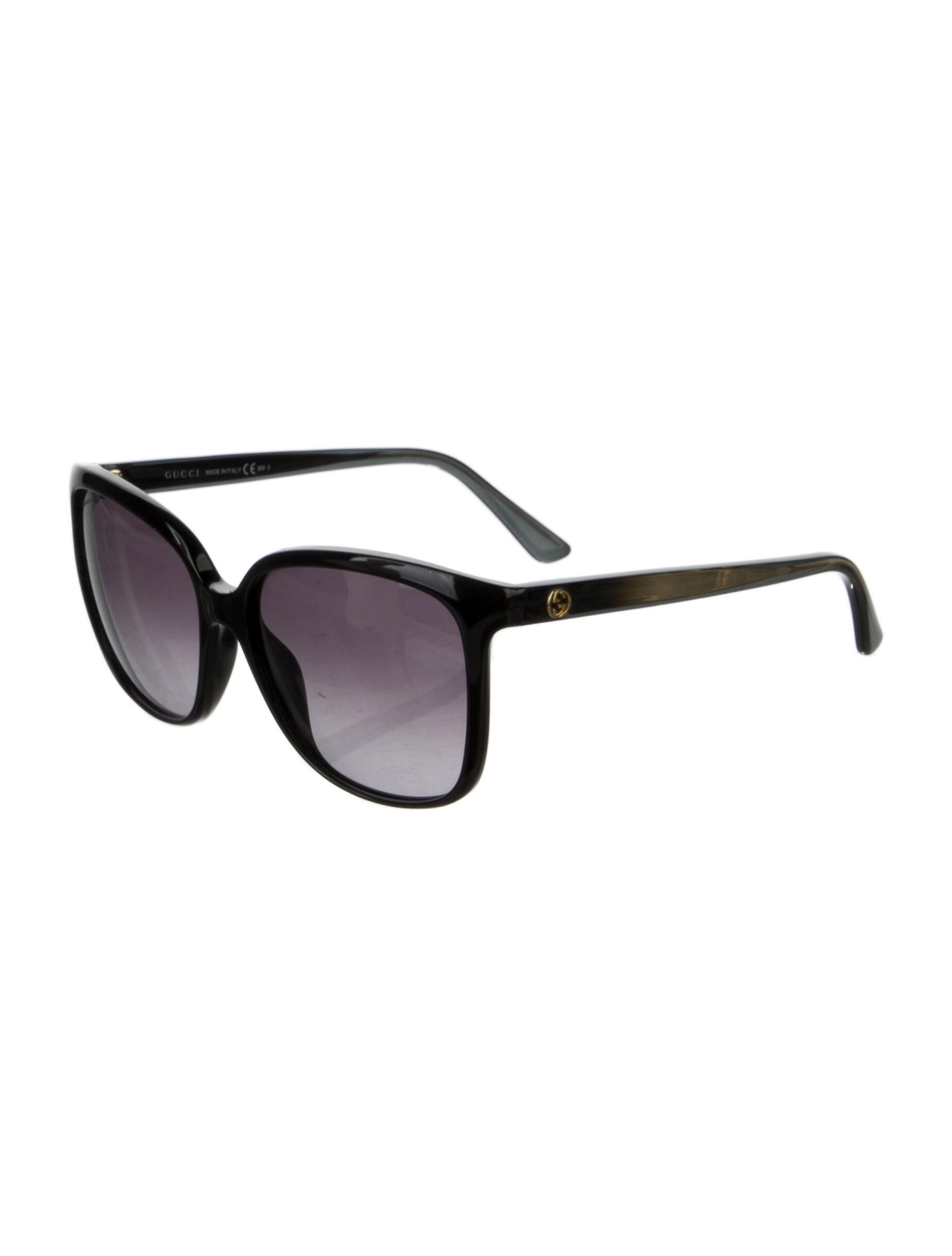 Gucci Interlocking G Logo Square Sunglasses - Black Sunglasses ...