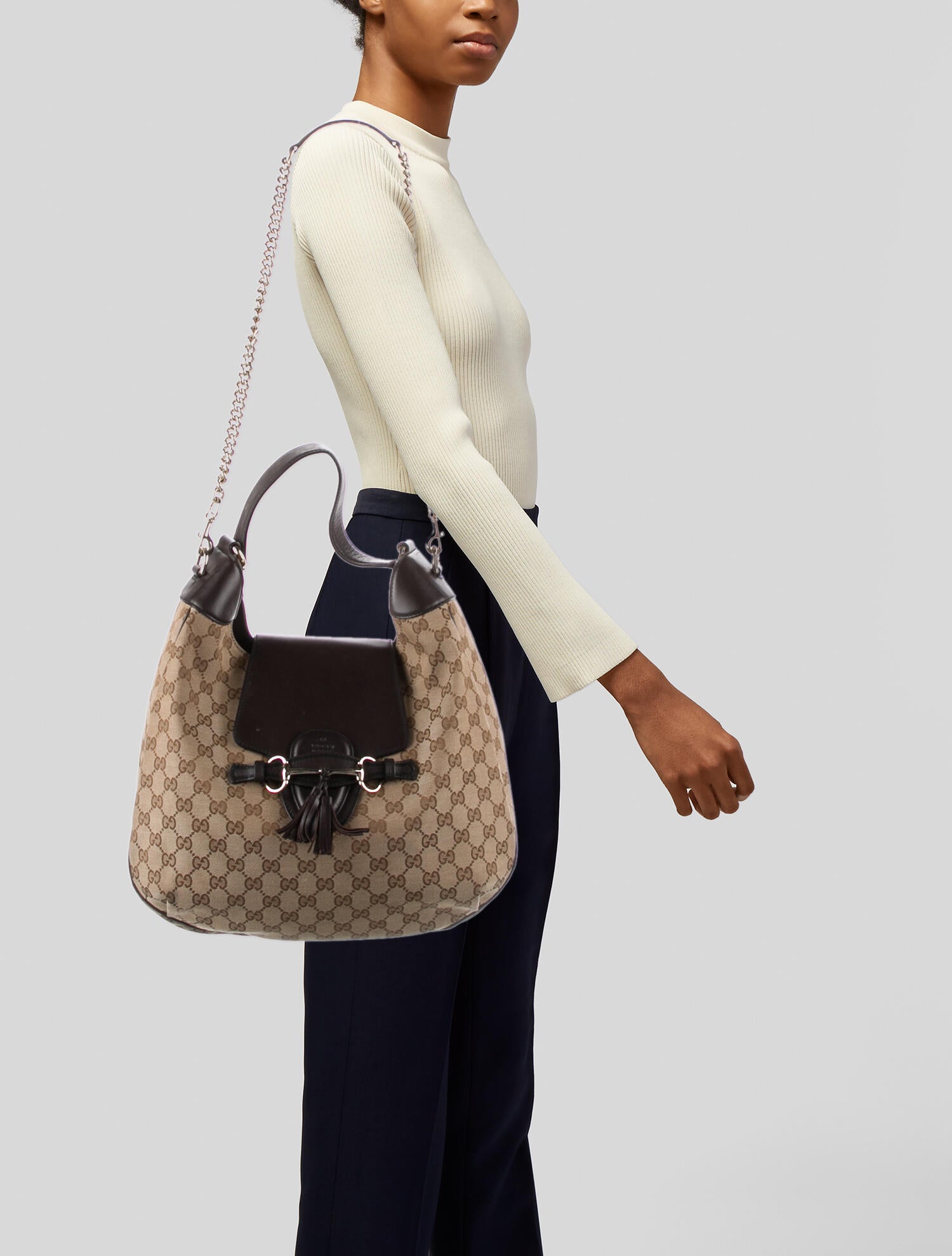 Gucci Signature Emily Hobo - Brown Shoulder Bags, Handbags - GUC1150858 ...
