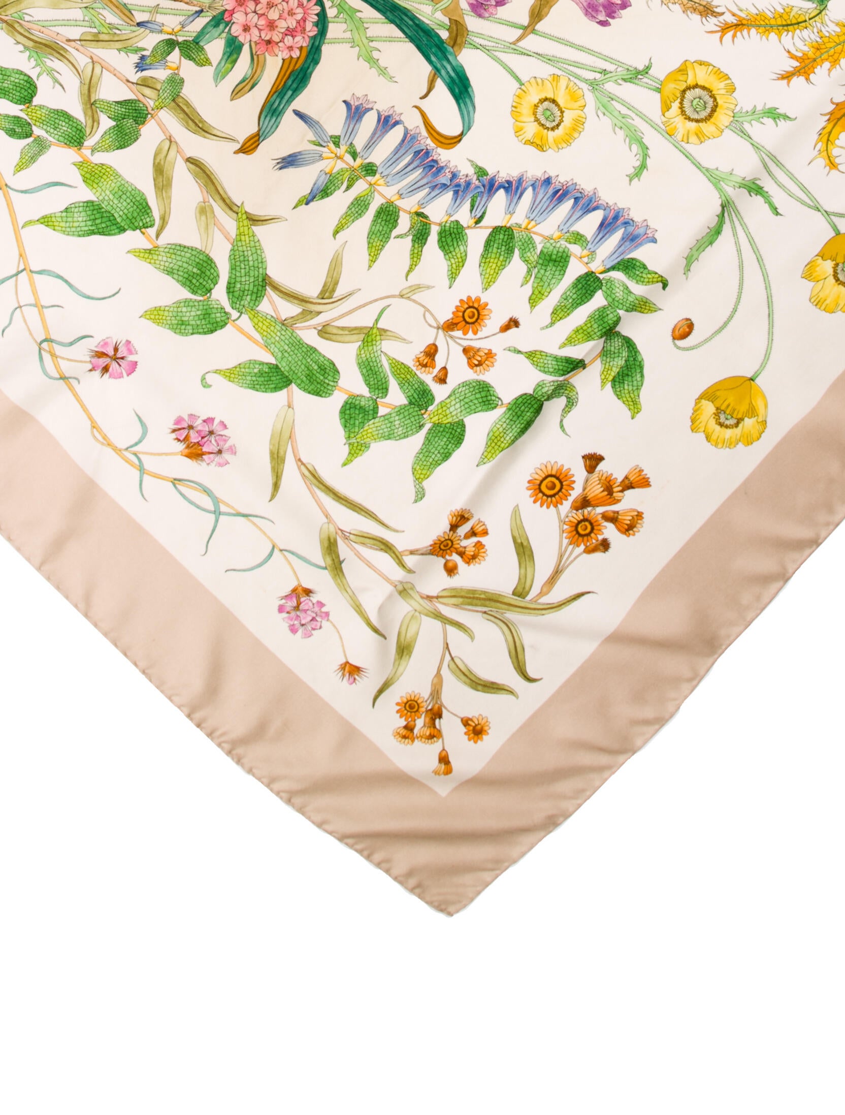 Gucci Floral Print Silk Scarf - Green Scarves and Shawls, Accessories ...