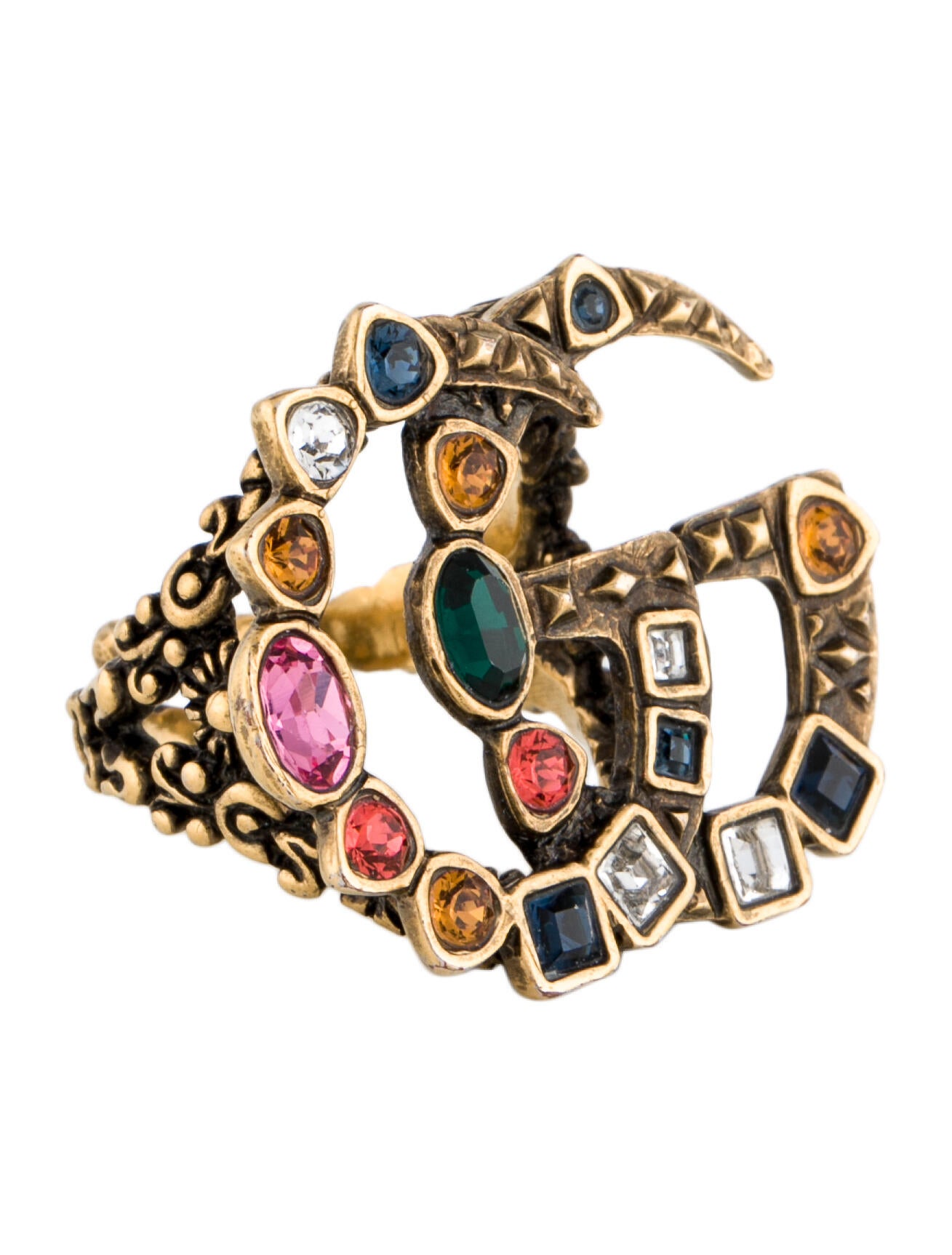 Gucci Crystal Double G Cocktail Ring - Gold-Tone Metal Cocktail Ring ...