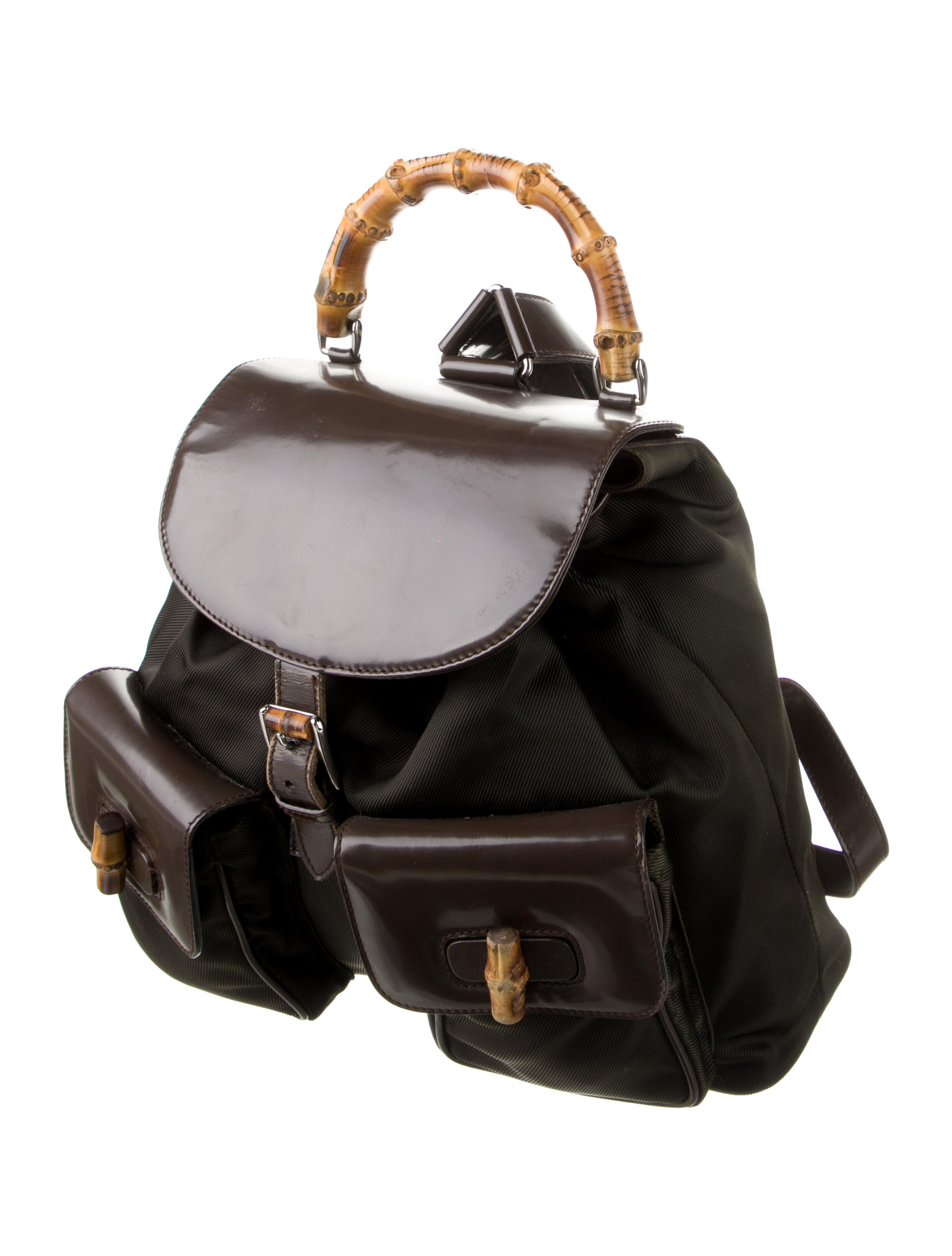 Gucci Nylon Bamboo Backpack - Brown Backpacks, Handbags - GUC1160543 ...
