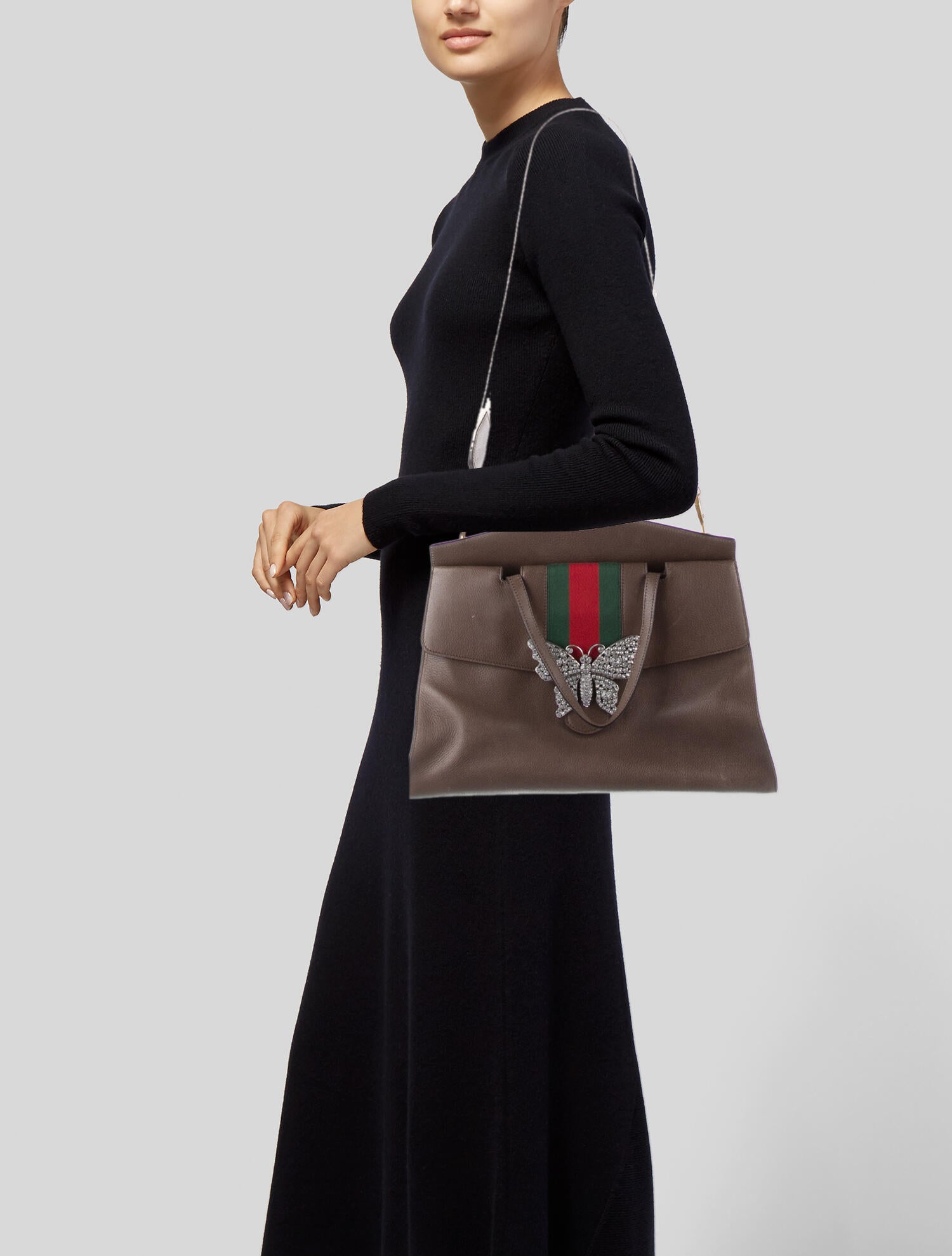 Gucci Large Linea Totem Web Butterfly Top Handle Bag - Handle Bags ...