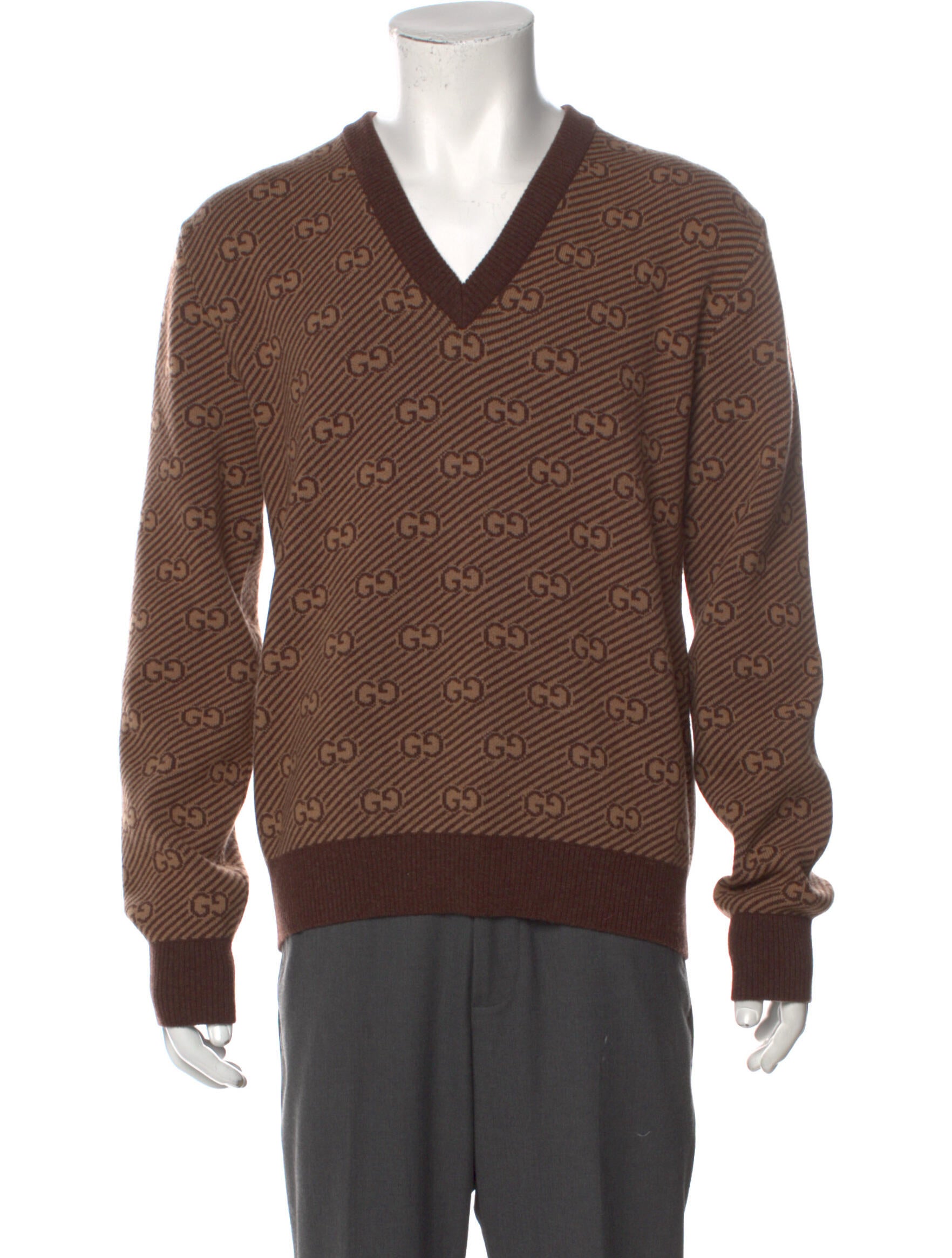 Gucci 2017 Panther Wool Intarsia Sweater - Red Sweaters, Clothing ...