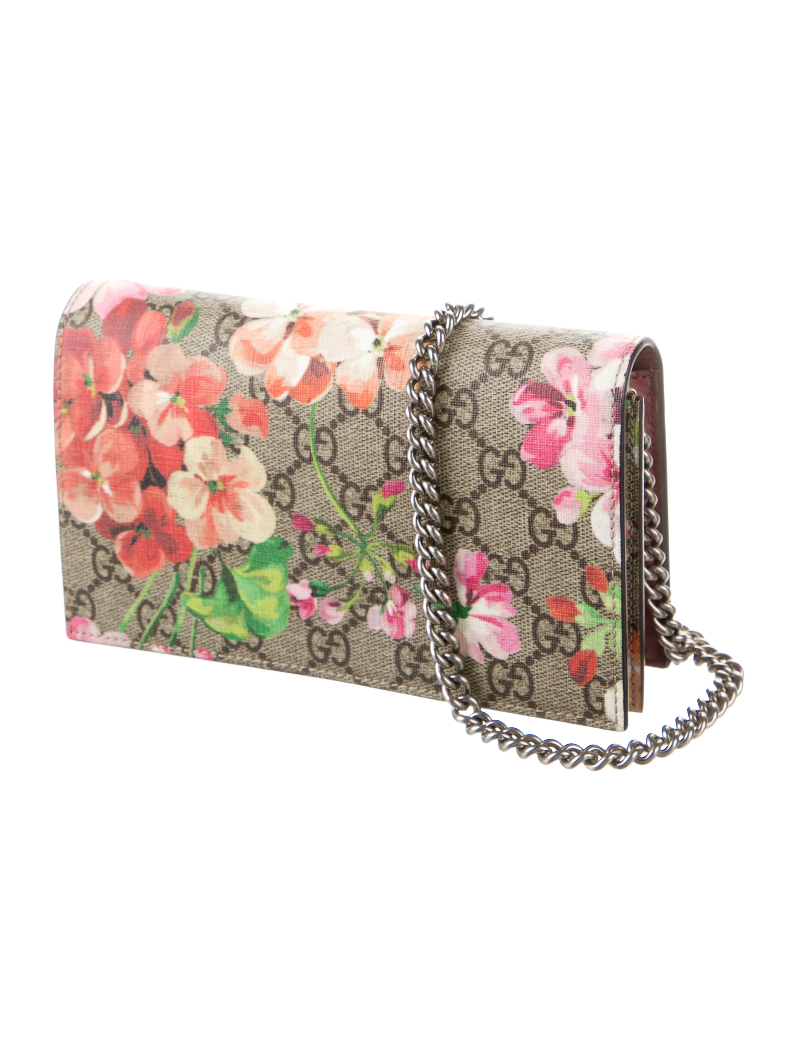 Gucci GG Supreme Blooms Wallet On Chain - Neutrals Crossbody Bags ...