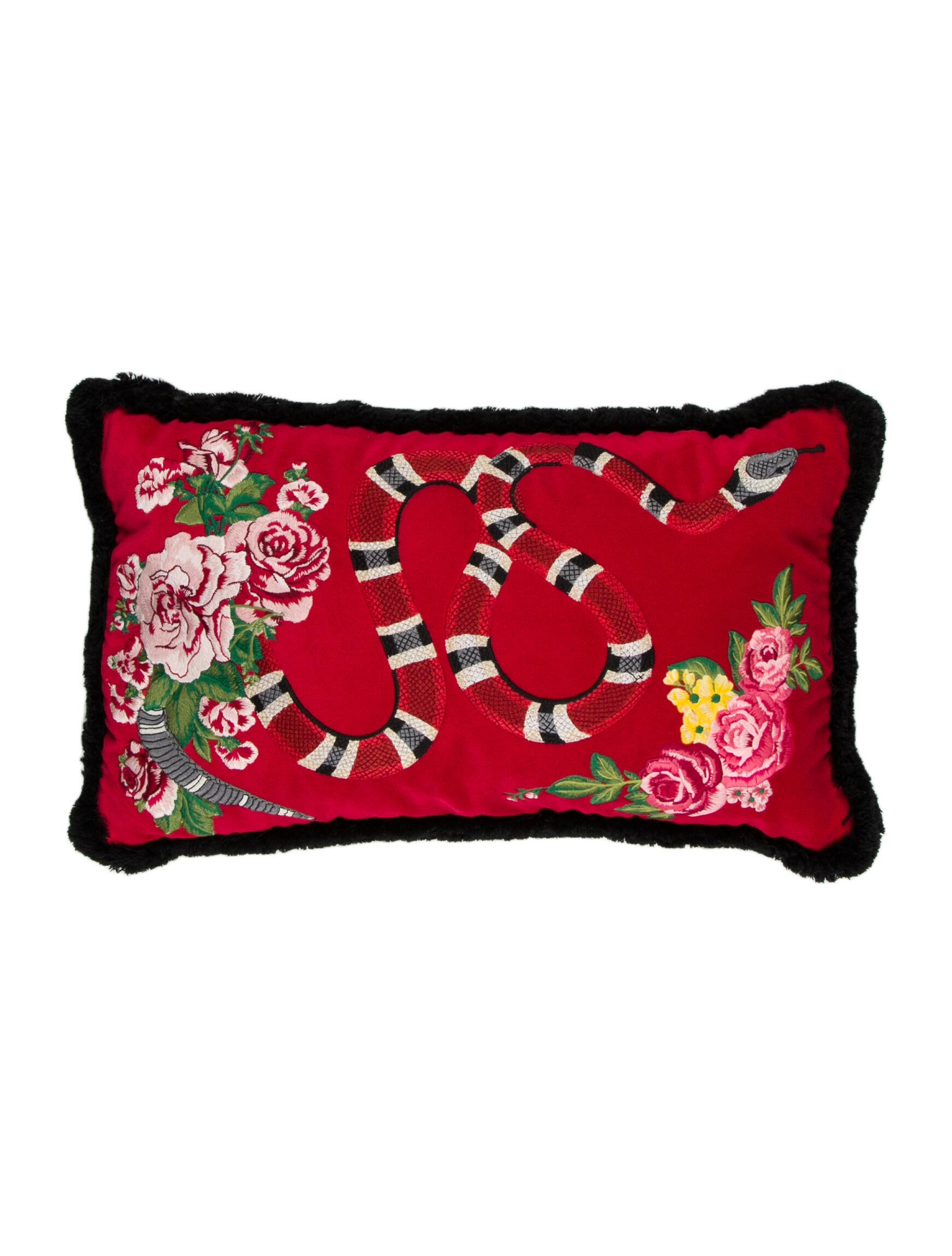 Gucci Kingsnake Velvet Cushion - Black Pillows, Pillows & Throws ...