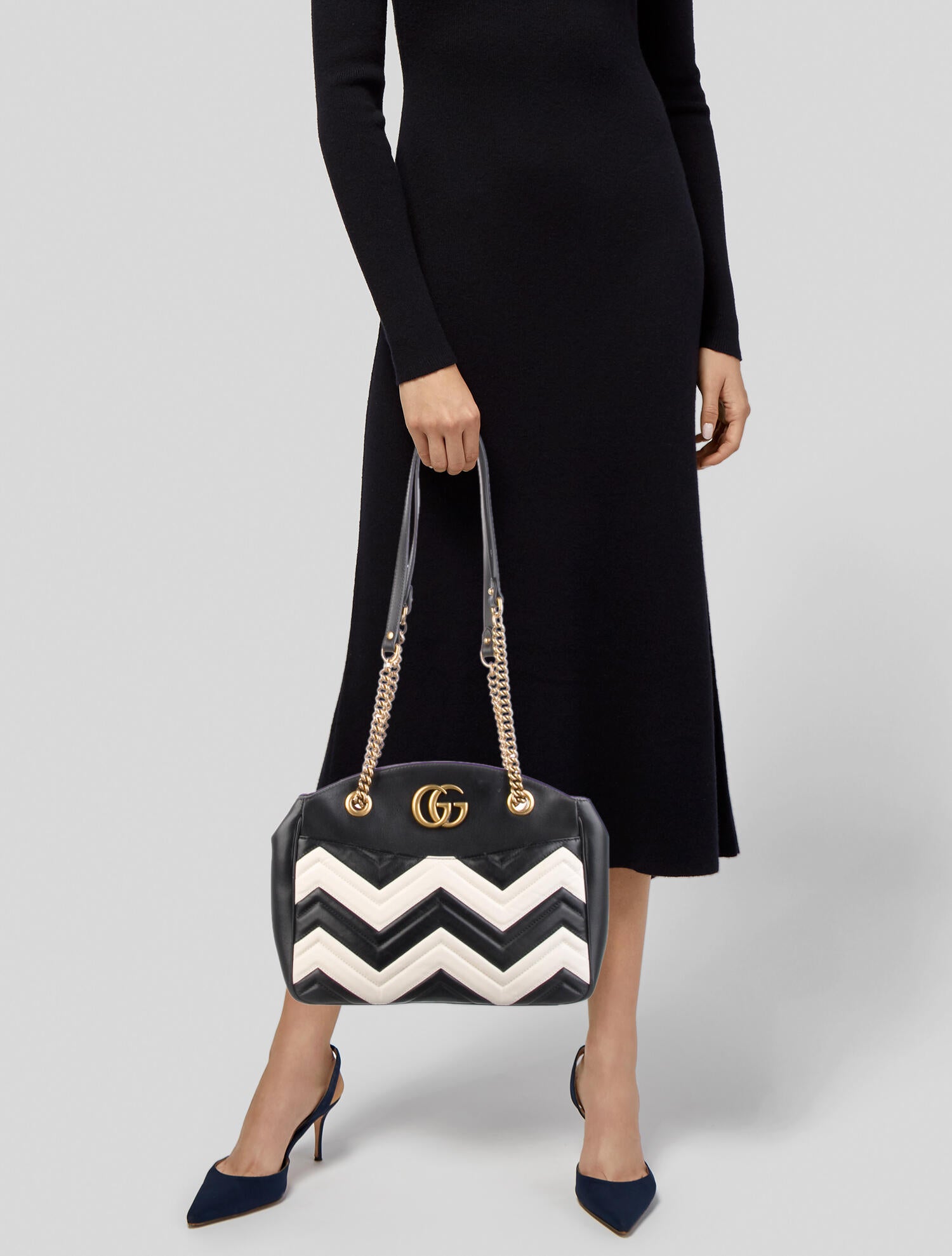Gucci Medium Matelasse GG Marmont Open Top Shoulder Bag - Black ...