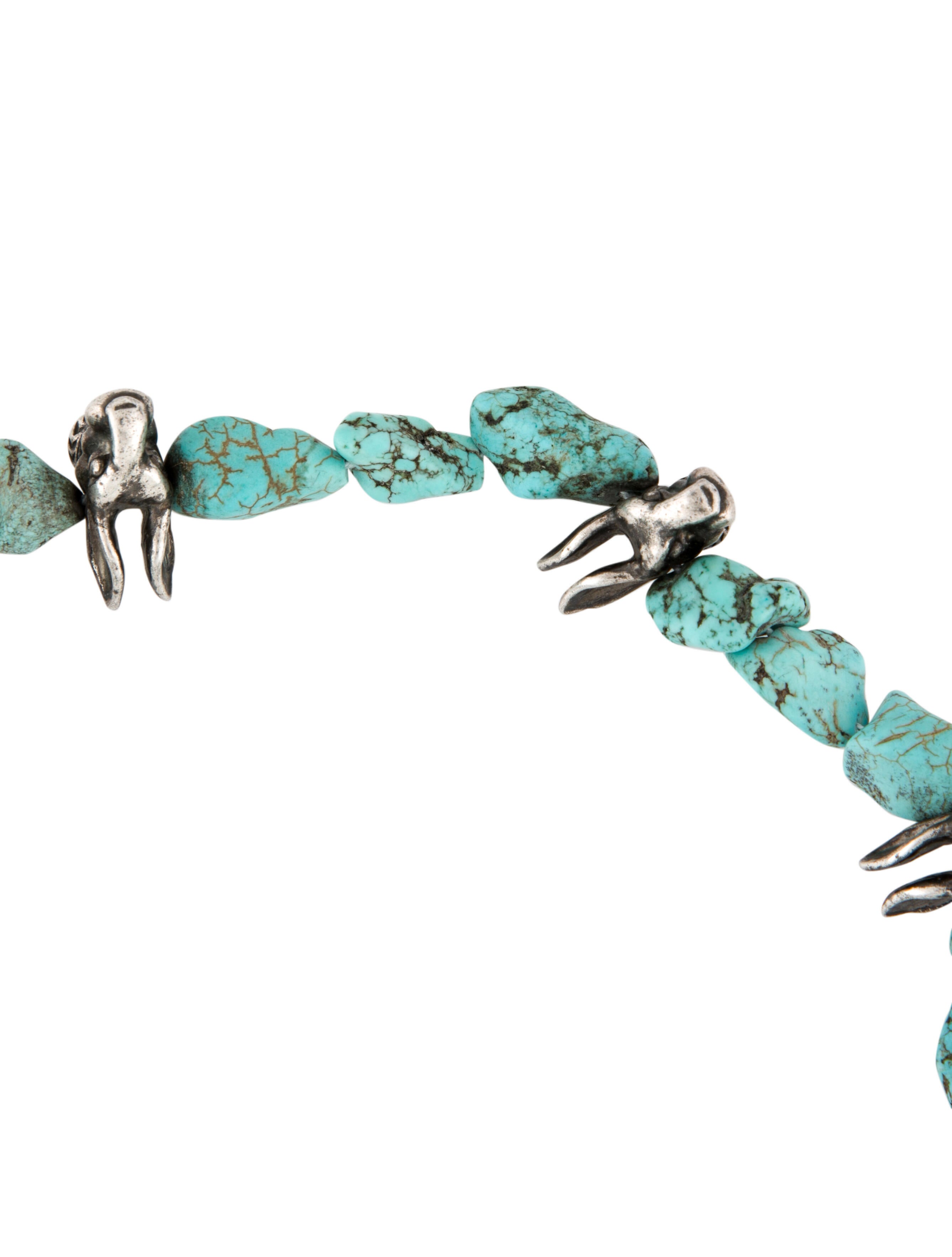 Gucci Dyed Howlite Rabbit Head Anger Forest Bead Necklace - Sterling ...