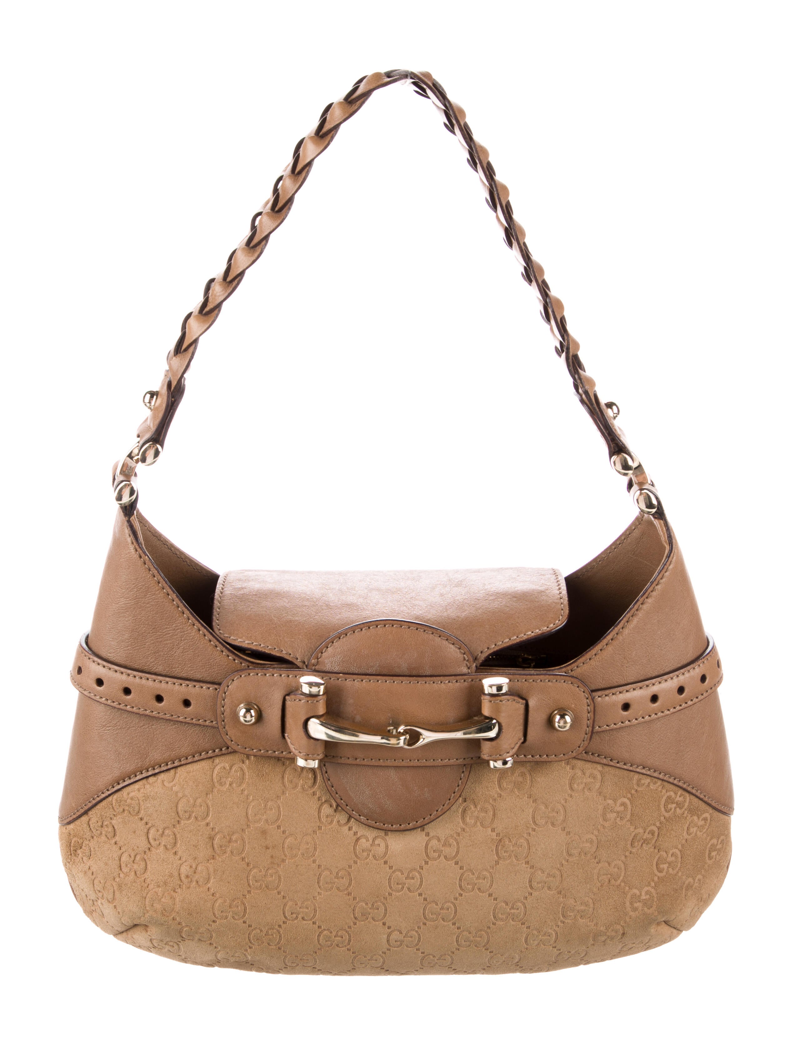 Gucci Vintage Suede Horsebit Sling Bag - Brown Shoulder Bags, Handbags ...