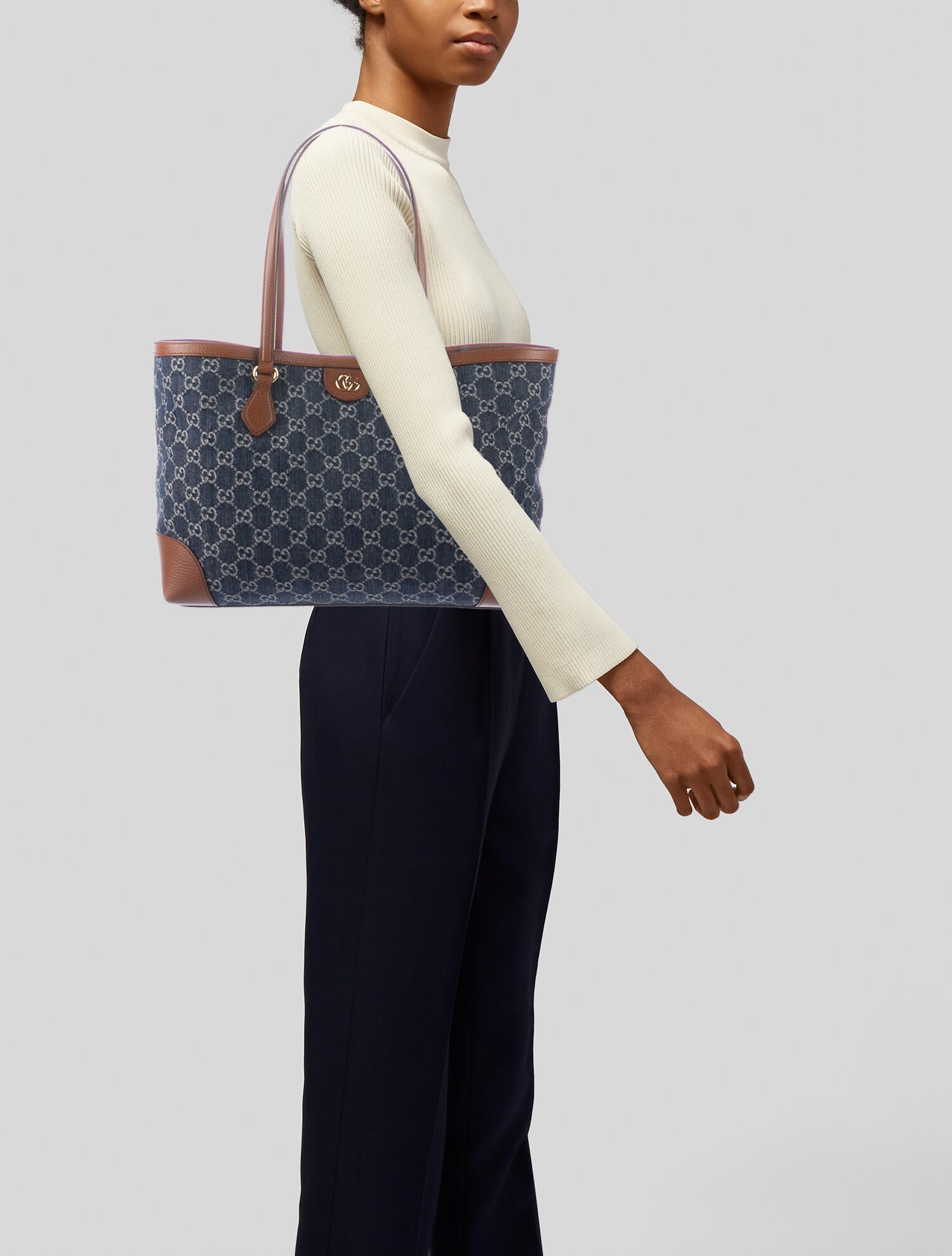 Gucci GG Denim Medium Ophidia Tote - Blue Totes, Handbags - GUC1216162 ...