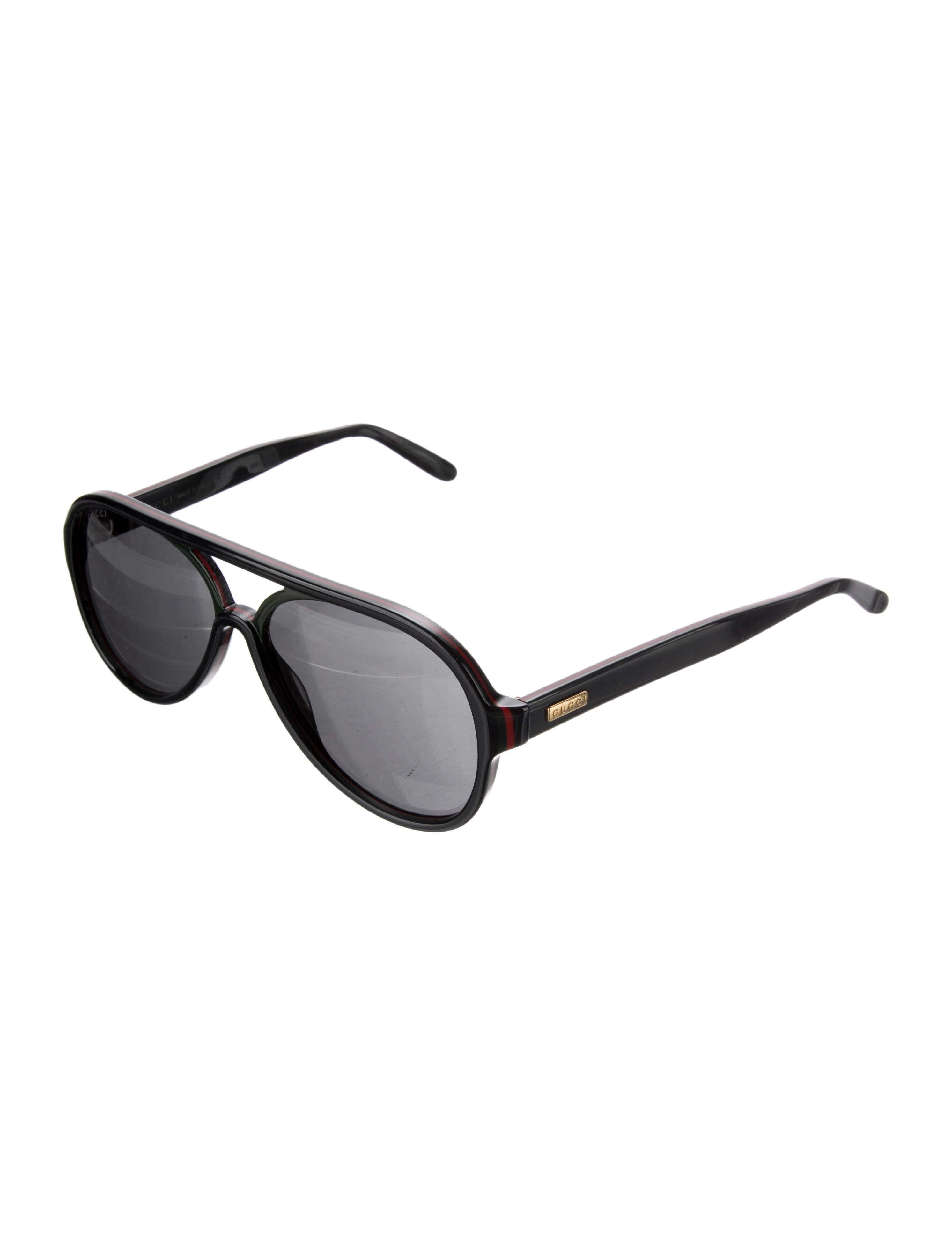Gucci Web Accent Aviator Sunglasses - Black Sunglasses, Accessories ...