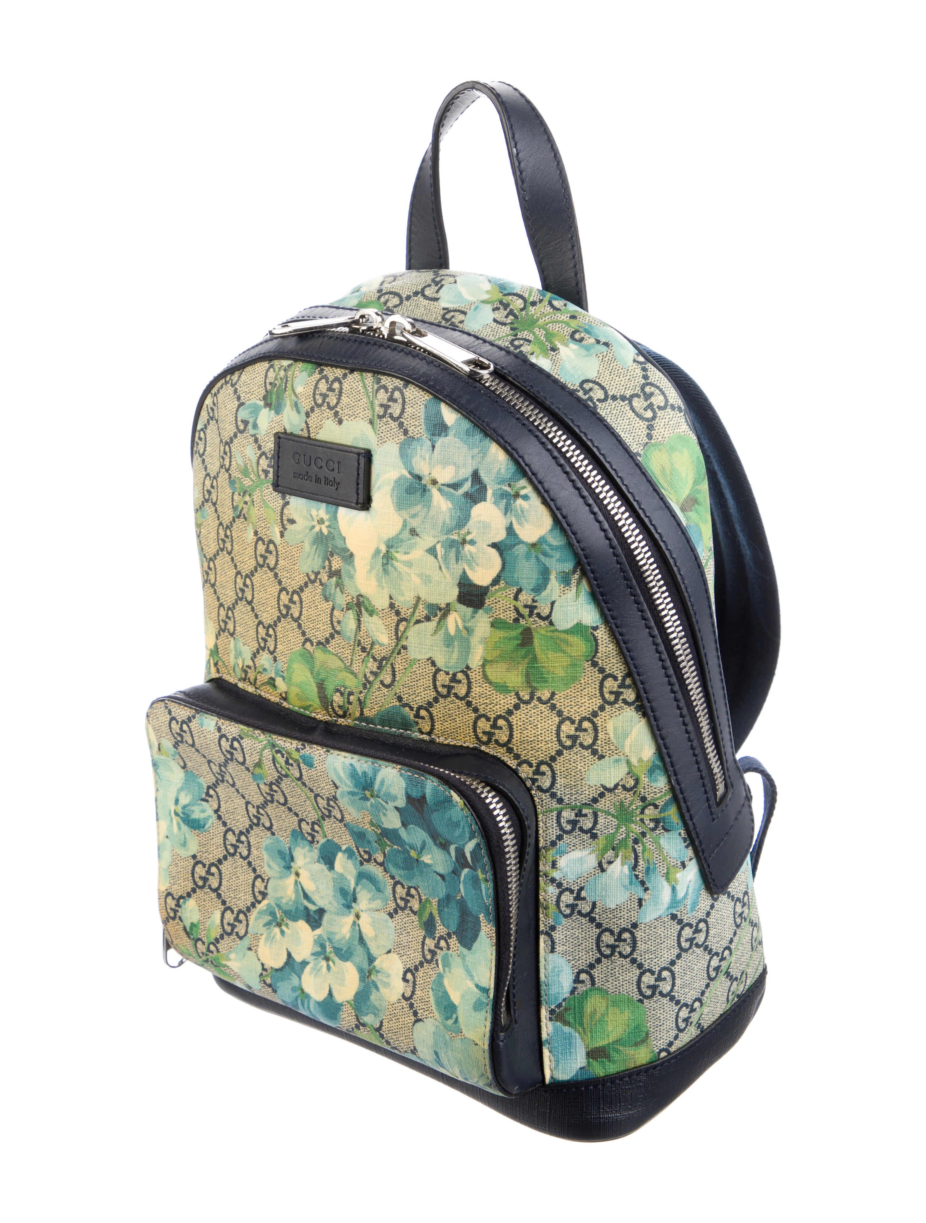 Gucci Vintage Bamboo Suede Backpack - Blue Backpacks, Handbags ...