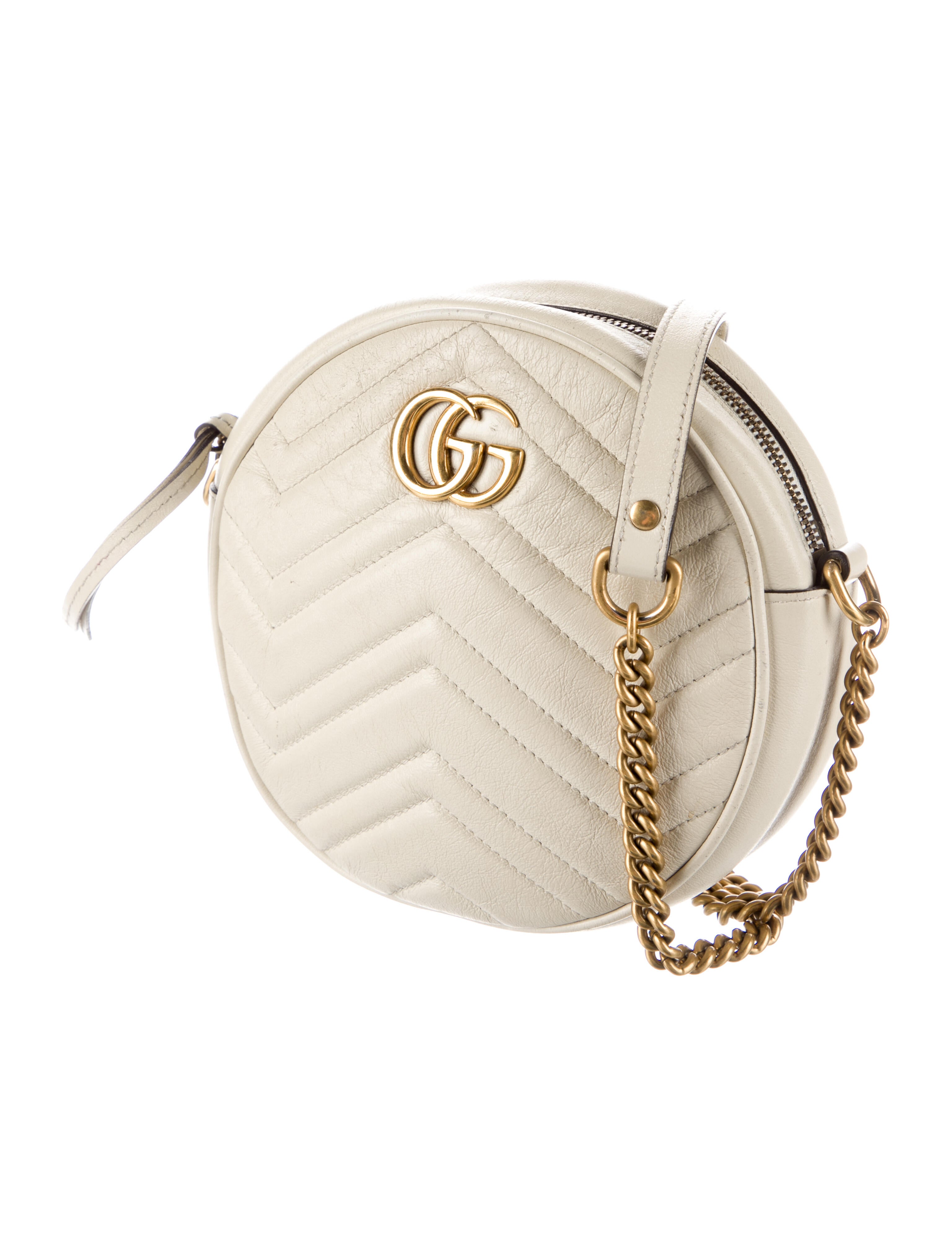 Gucci Mini Marmont Matelasse Round Crossbody Bag - Neutrals Crossbody ...