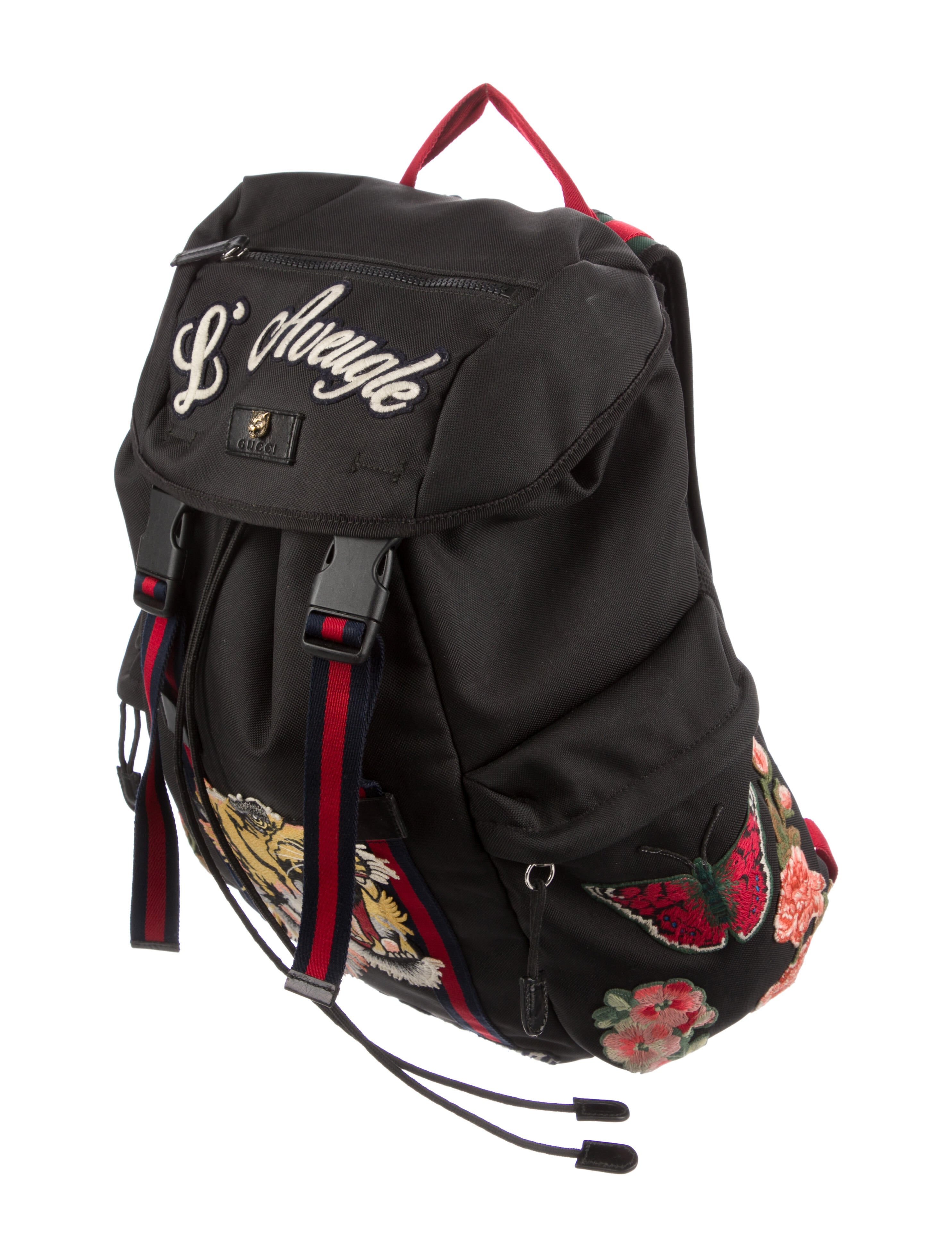 Gucci Embroidered Techno Canvas Backpack - Black Backpacks, Bags ...