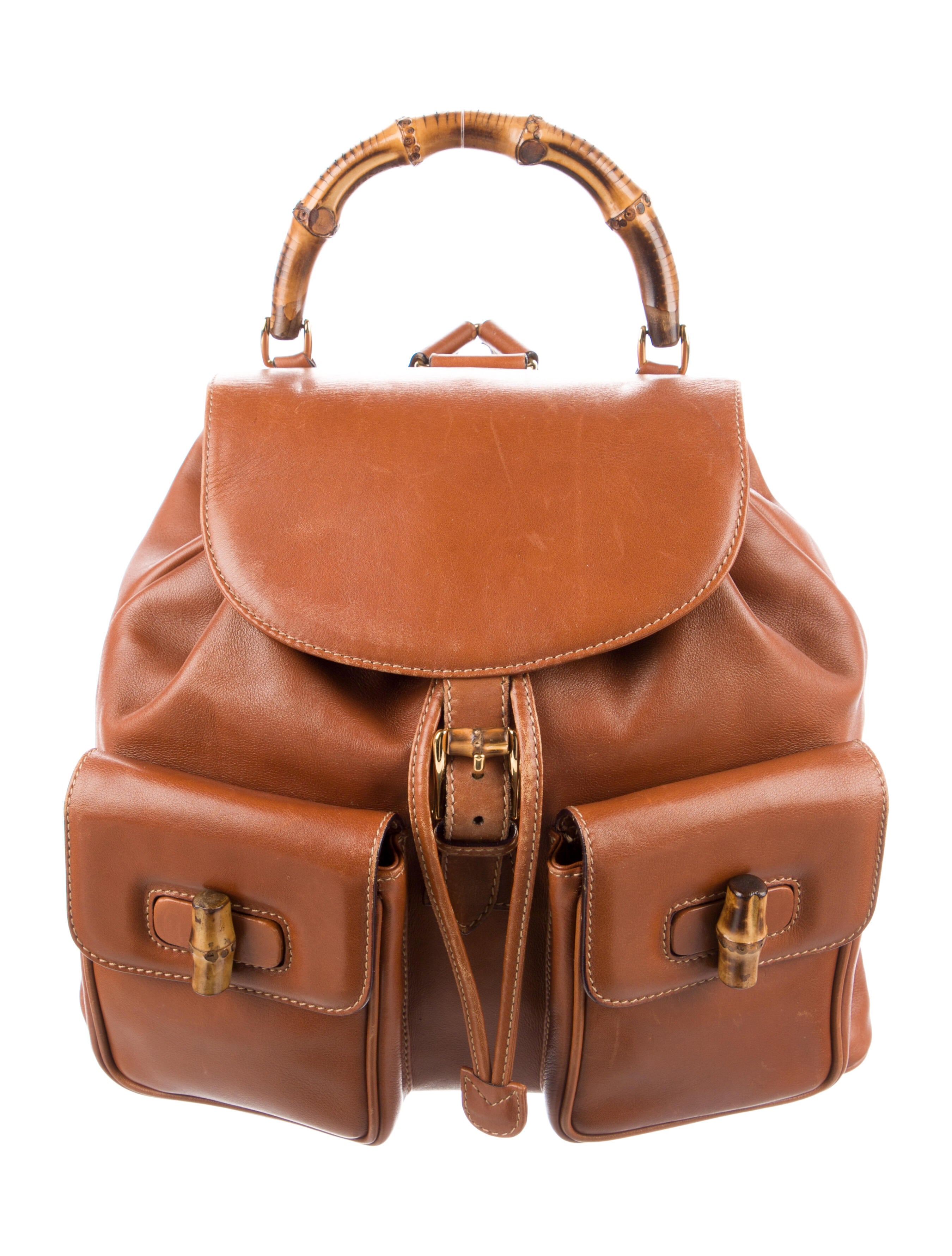 Gucci Small Leather Bamboo Backpack - Neutrals Backpacks, Handbags ...