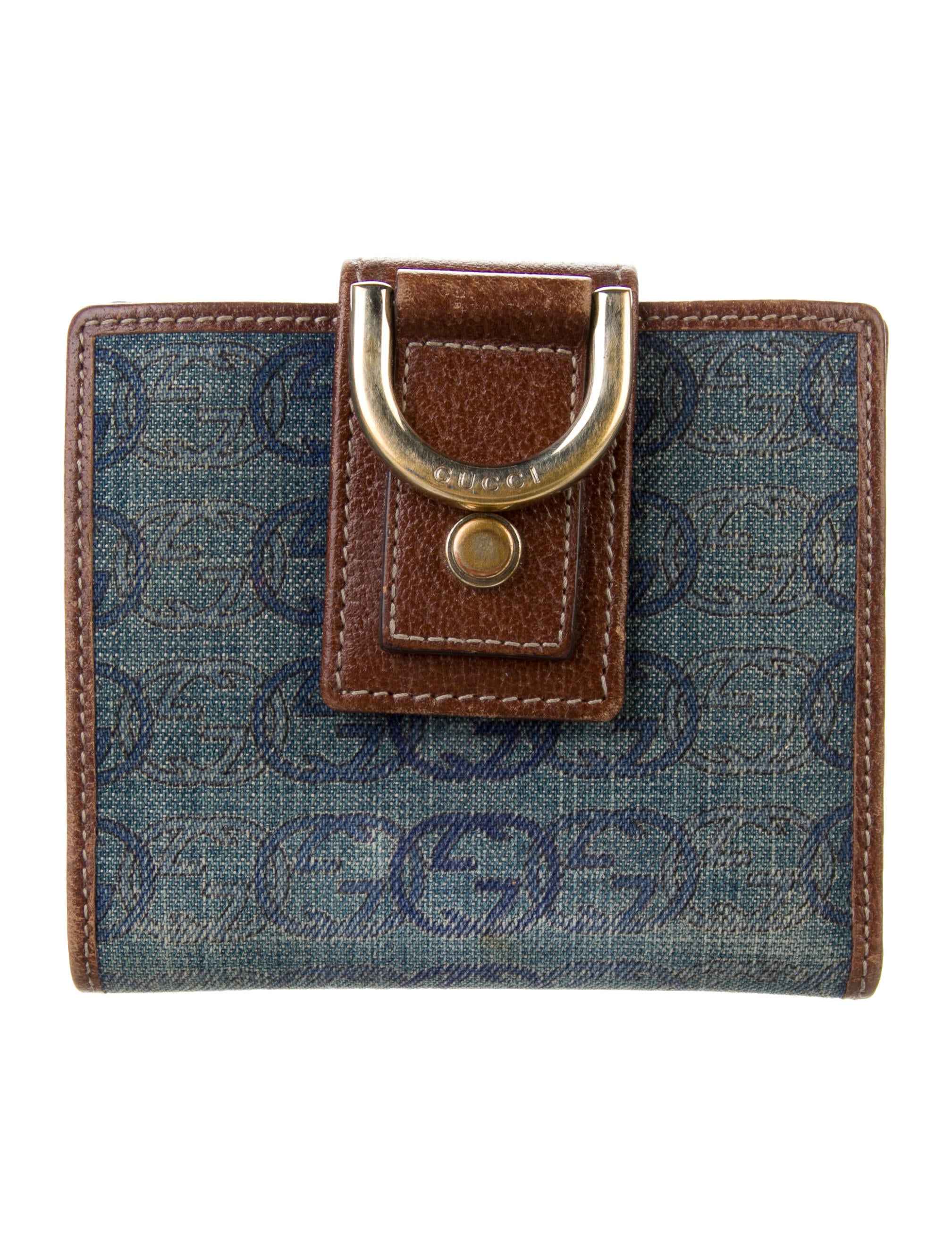 Gucci D-Ring Interlocking G Logo Compact Wallet - Blue Wallets ...