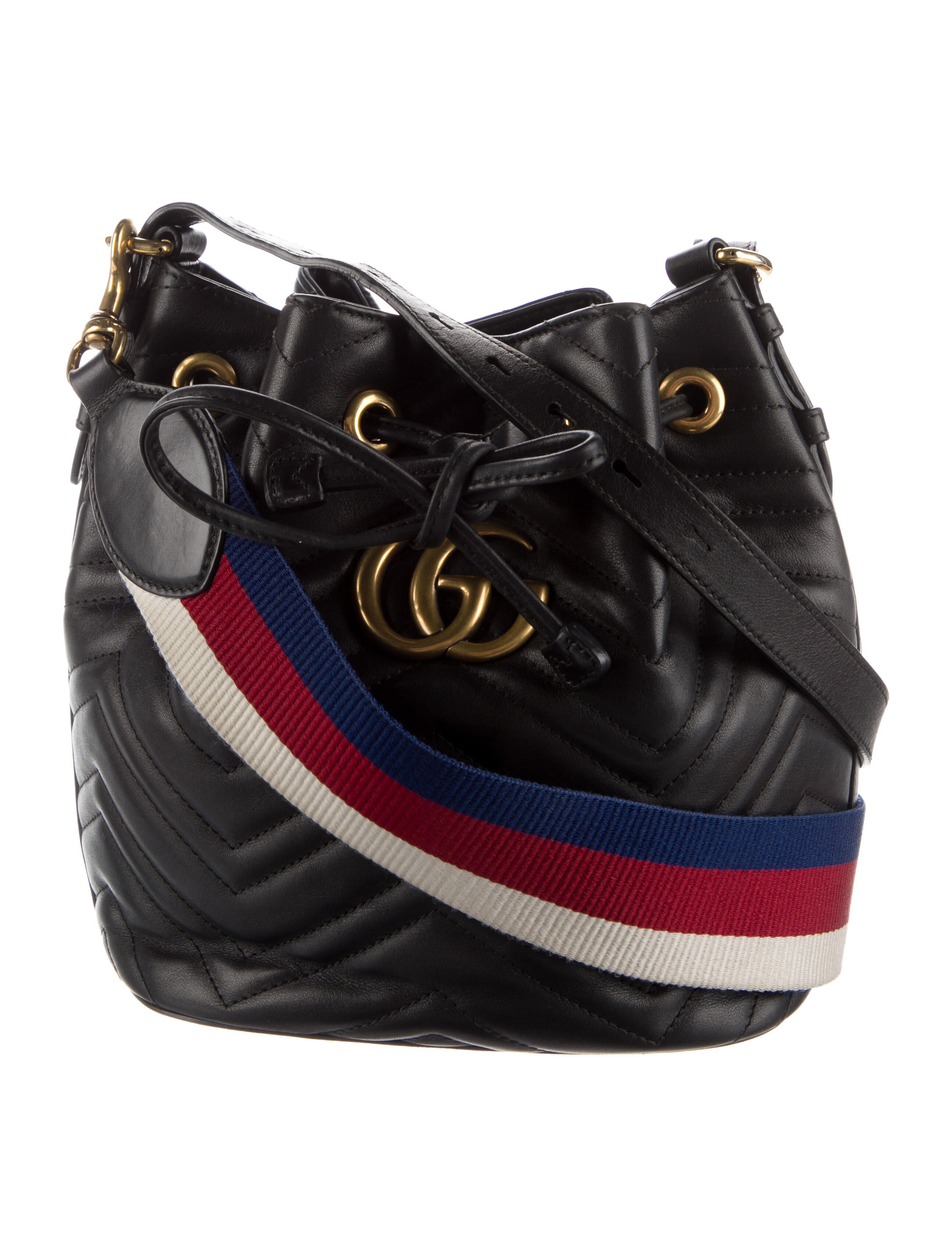 Gucci Marmont Matelassé Sylvie Web Bucket Bag - Black Bucket Bags ...