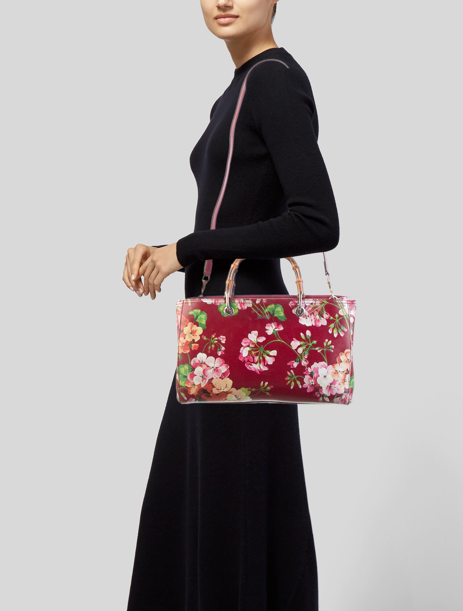 Gucci Medium Blooms Bamboo Shopper Tote - Red Totes, Handbags ...