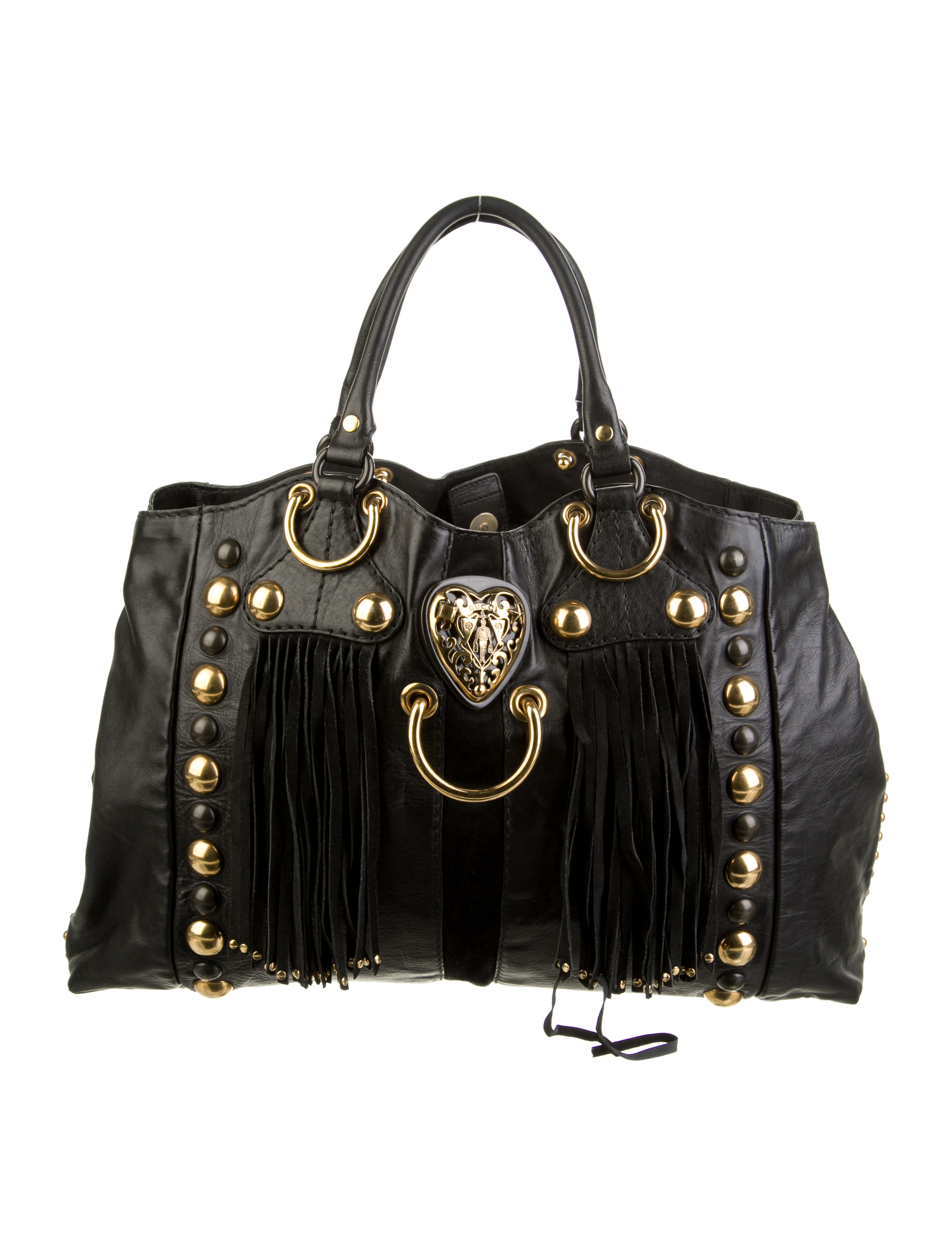 Gucci Large Fringe Babouska Tote - Black Shoulder Bags, Handbags ...