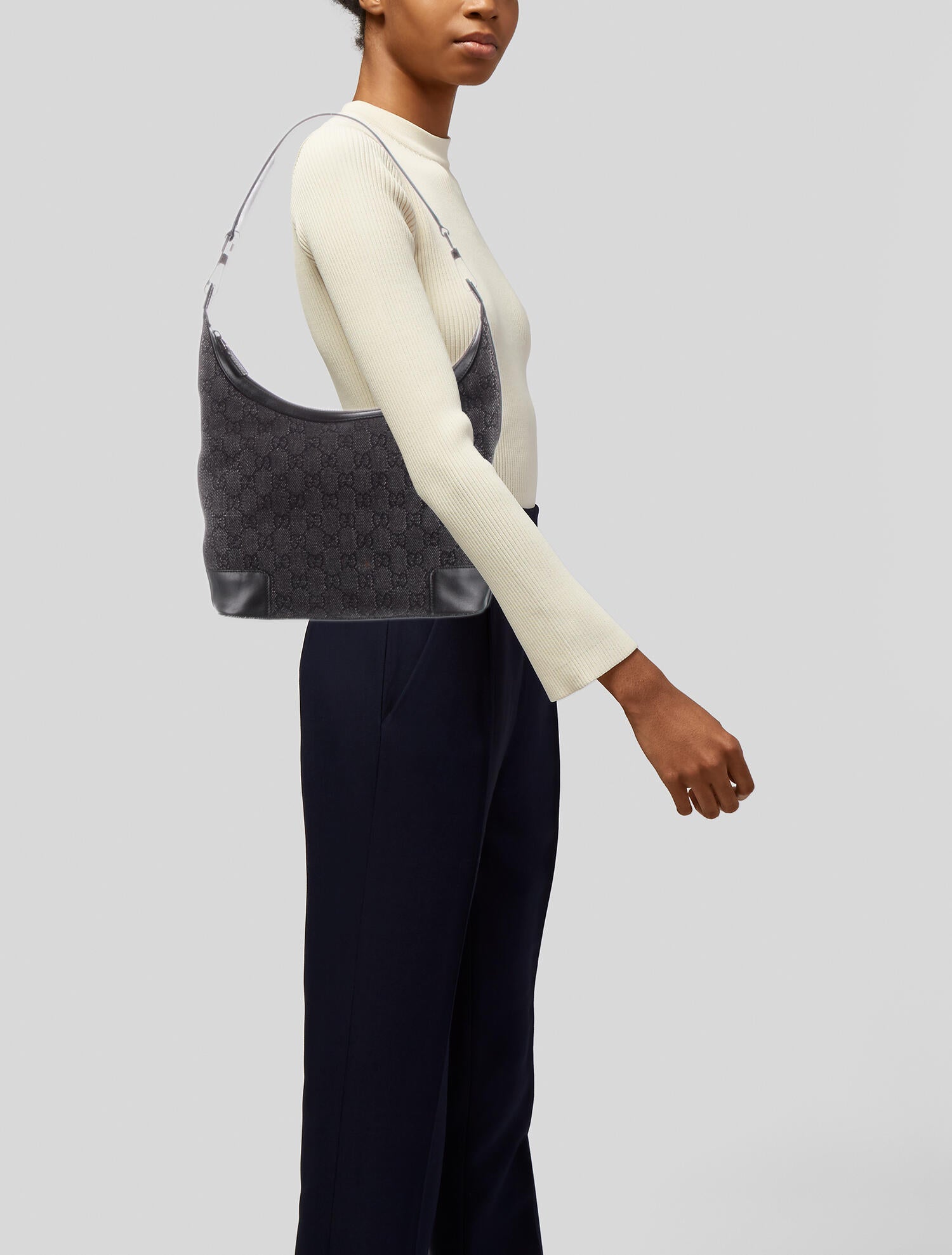 Gucci GG Monogram Hobo Bag - Grey Shoulder Bags, Handbags - GUC1253765 ...