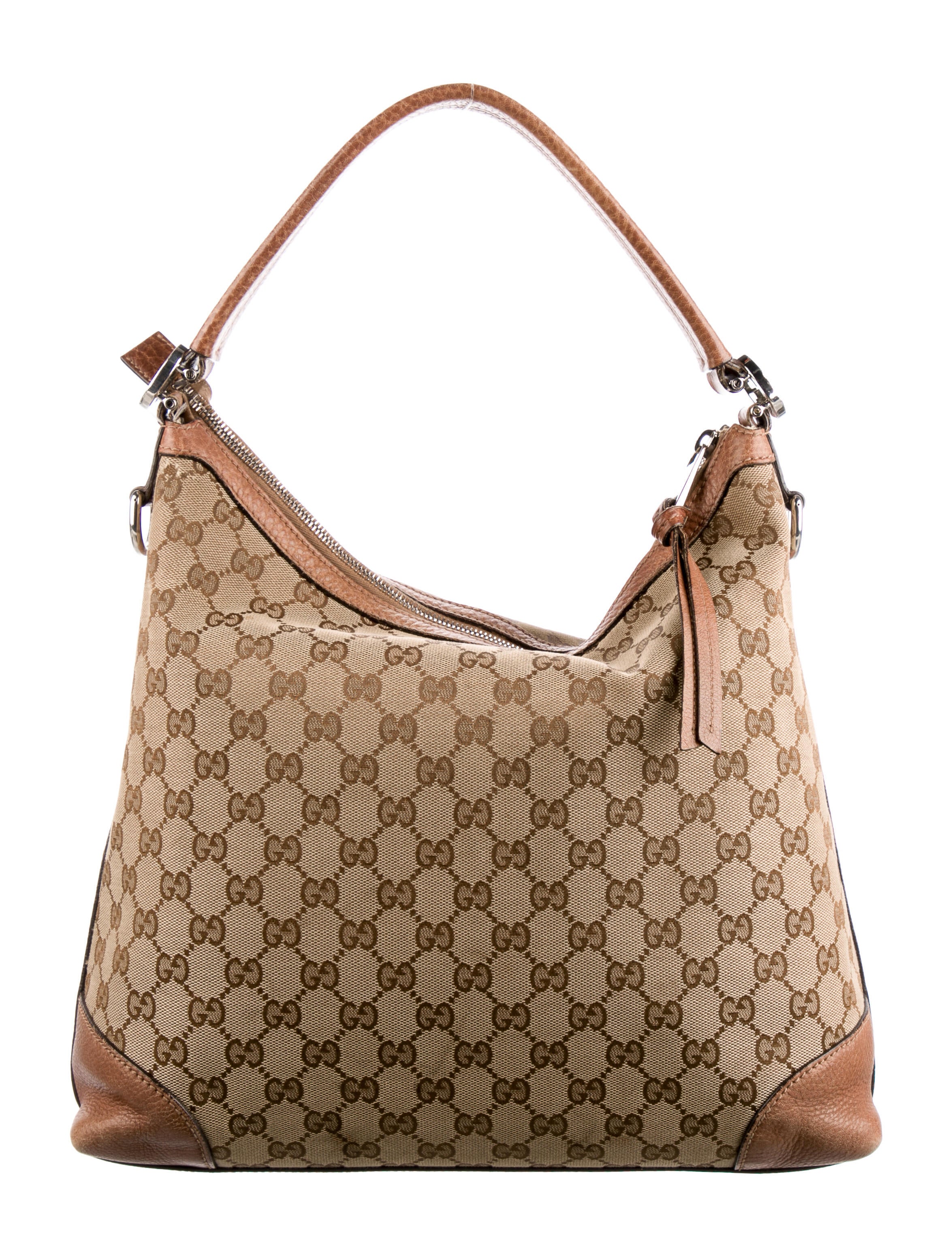 Gucci GG Crystal Leather-Trimmed Shoulder Bag - Brown Shoulder Bags ...