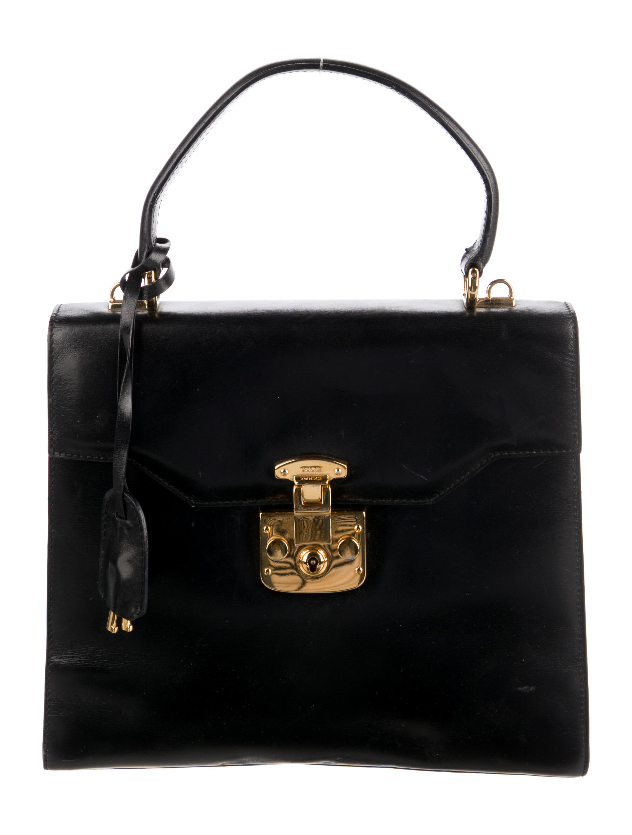 Gucci Bamboo Turn-Lock Shoulder Bag - Black Handle Bags, Handbags ...