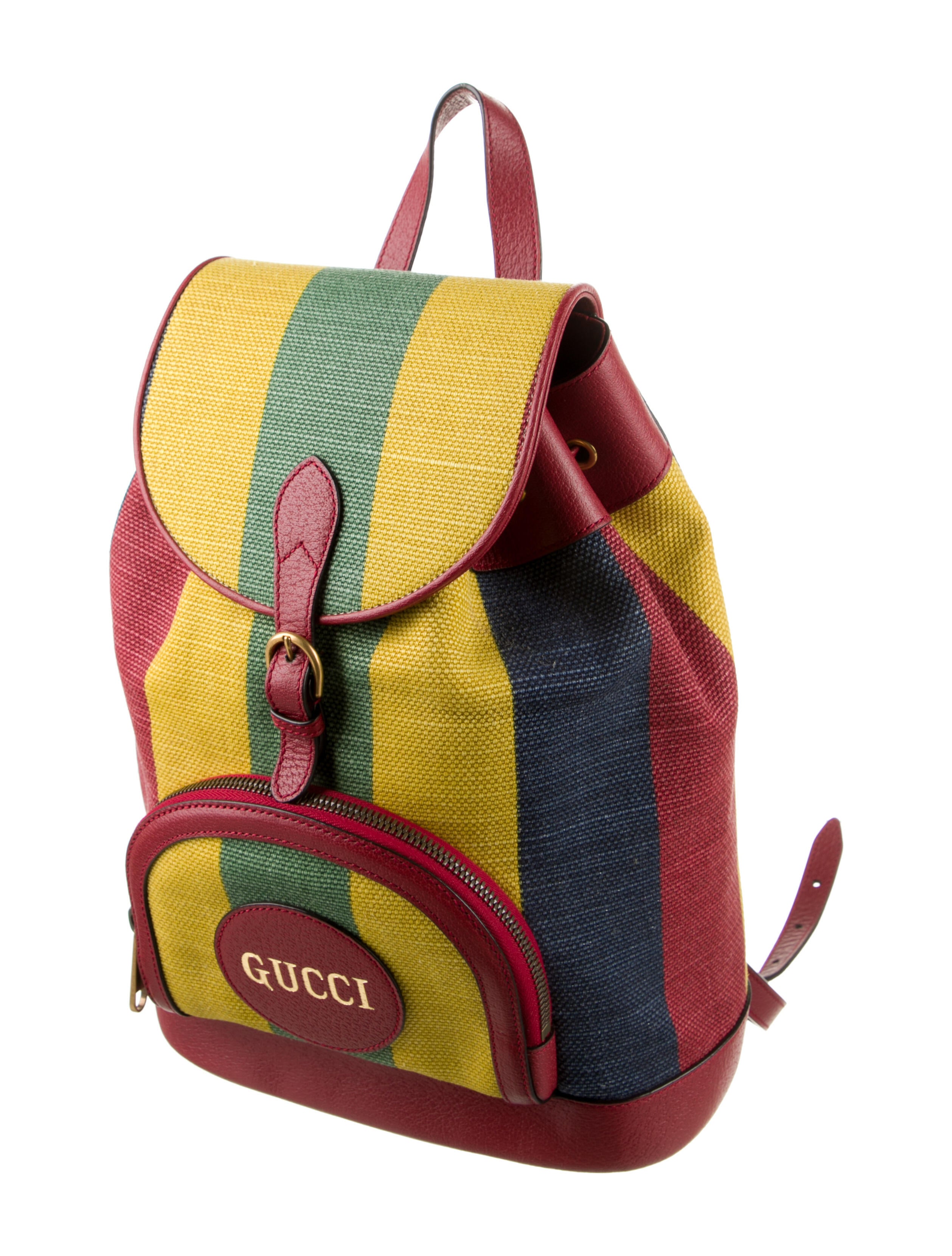 Gucci Canvas Stripes Baiadera Backpack - Red Backpacks, Handbags ...