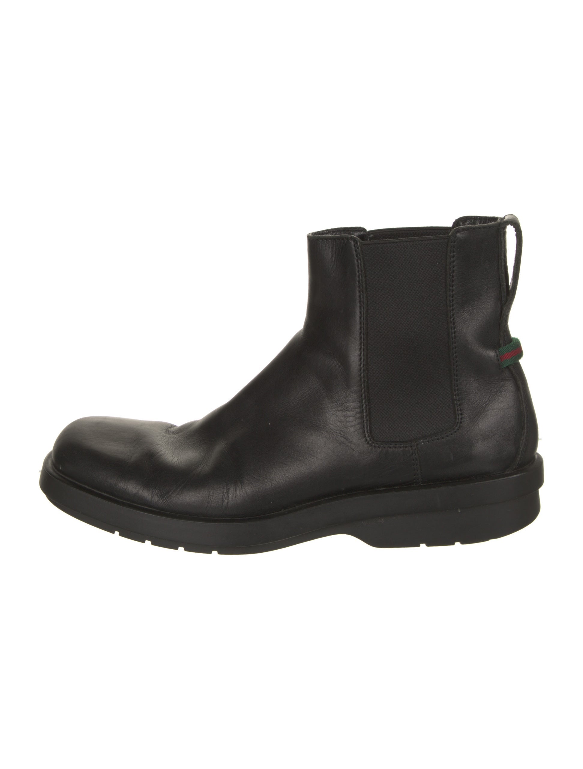 Gucci Web Accent Leather Chelsea Boots - Black Boots, Shoes ...
