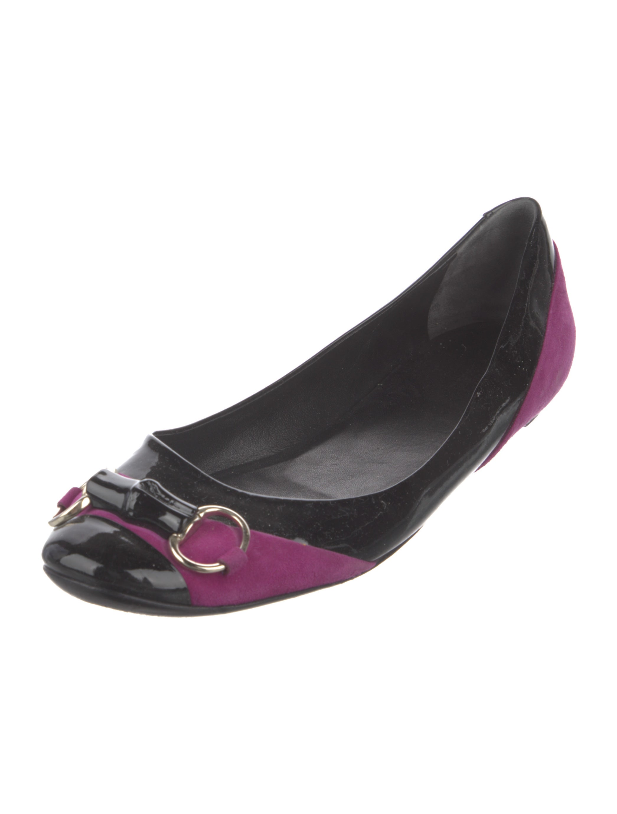 Gucci Patent Leather Colorblock Pattern Ballet Flats - Purple Flats ...