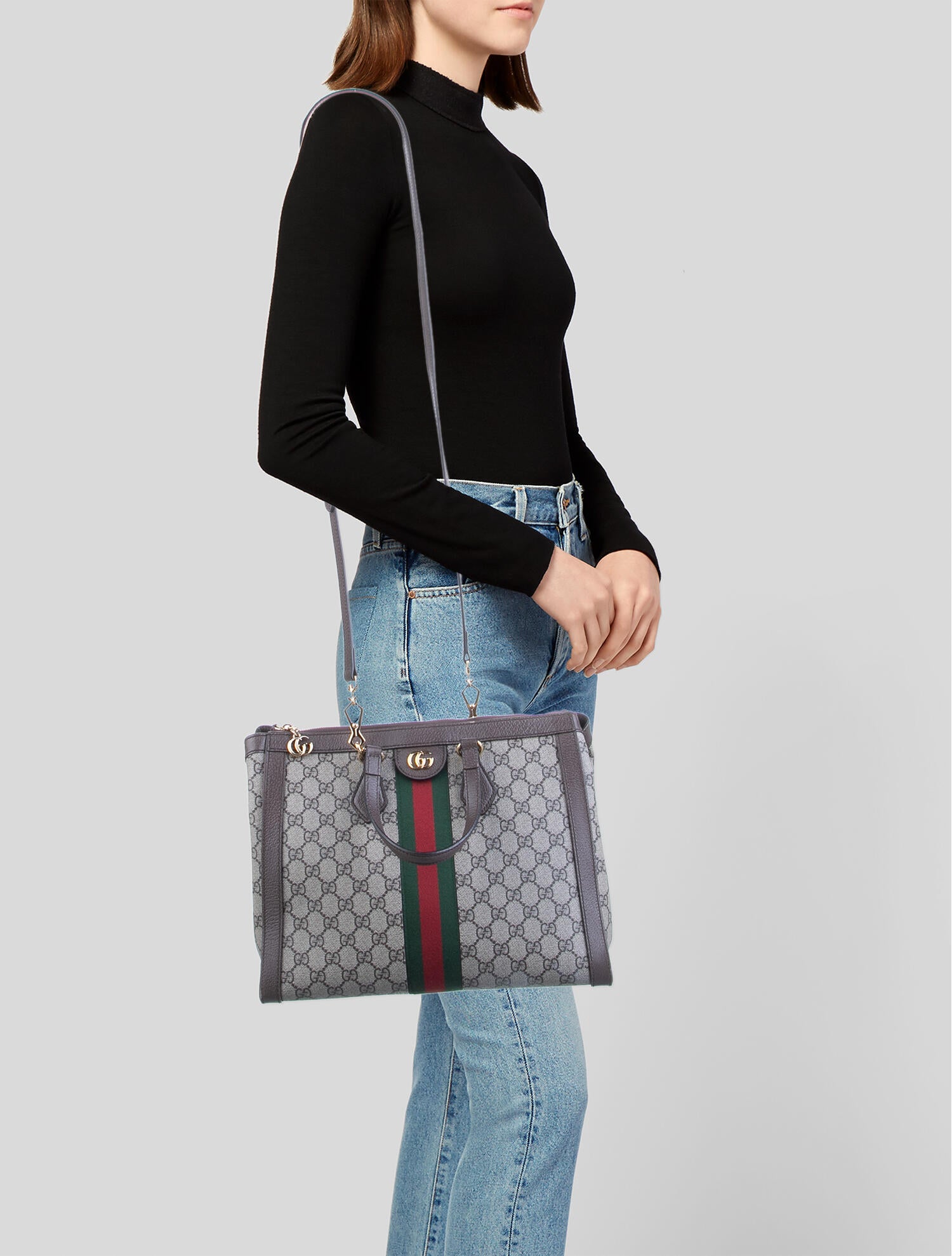 Gucci GG Supreme Medium Ophidia Tote - Brown Totes, Handbags ...