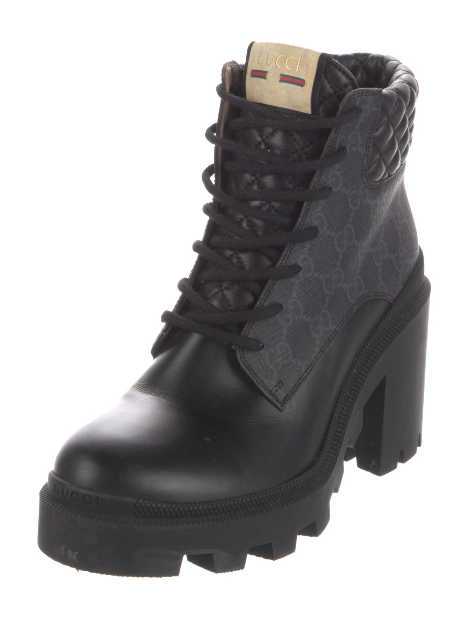 Gucci GG Signature Combat Boots - Black Boots, Shoes - GUC1272698 | The ...