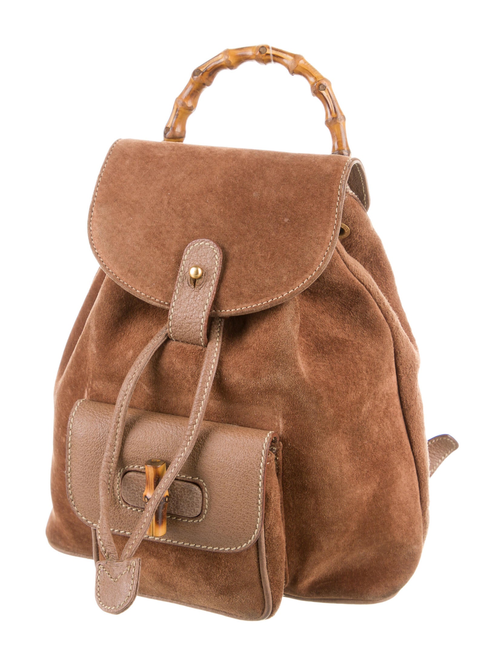 Gucci Mini Suede Bamboo Backpack - Brown Backpacks, Handbags ...