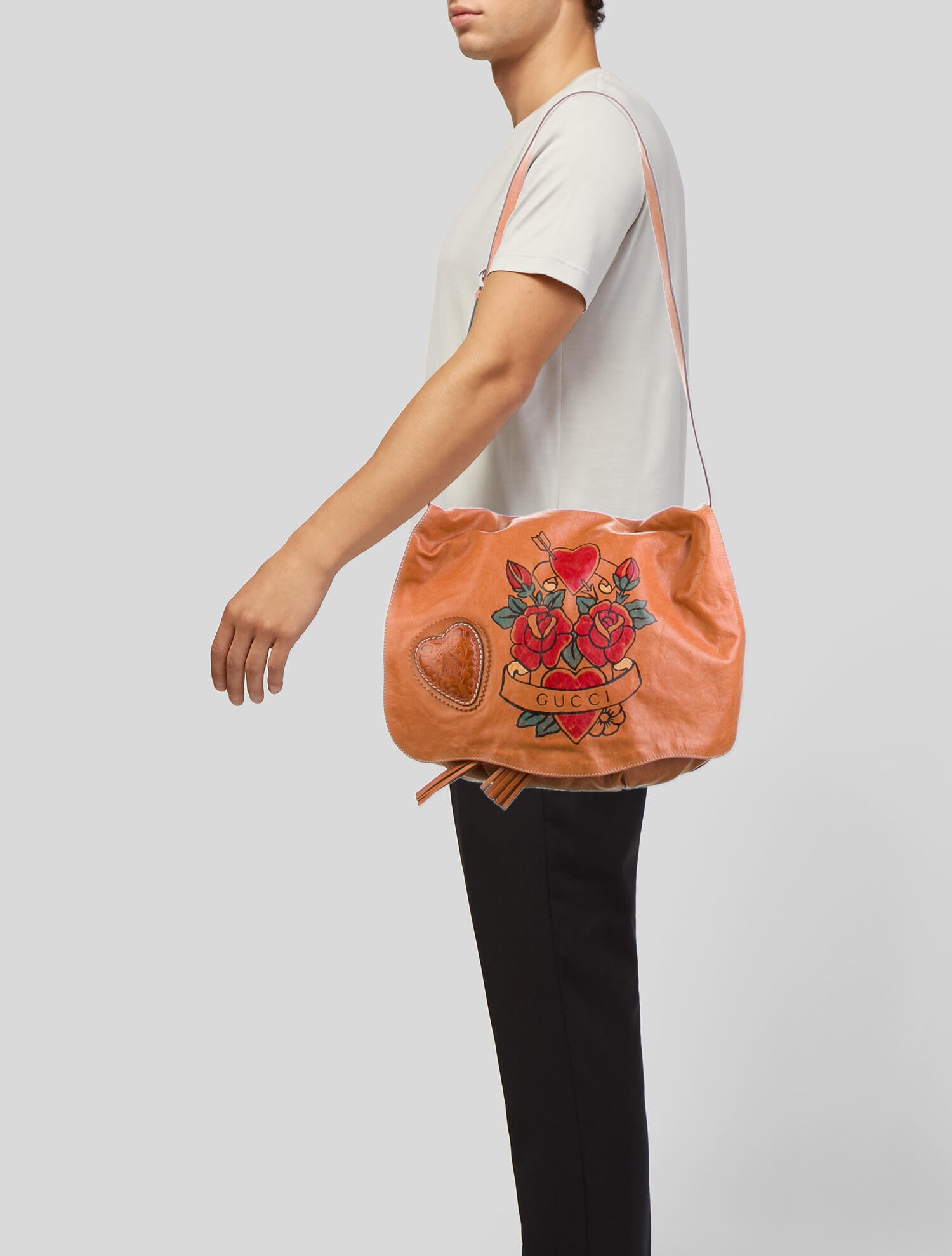 Gucci Tattoo Heart Tribeca Messenger Bag - Brown Messenger Bags, Bags ...