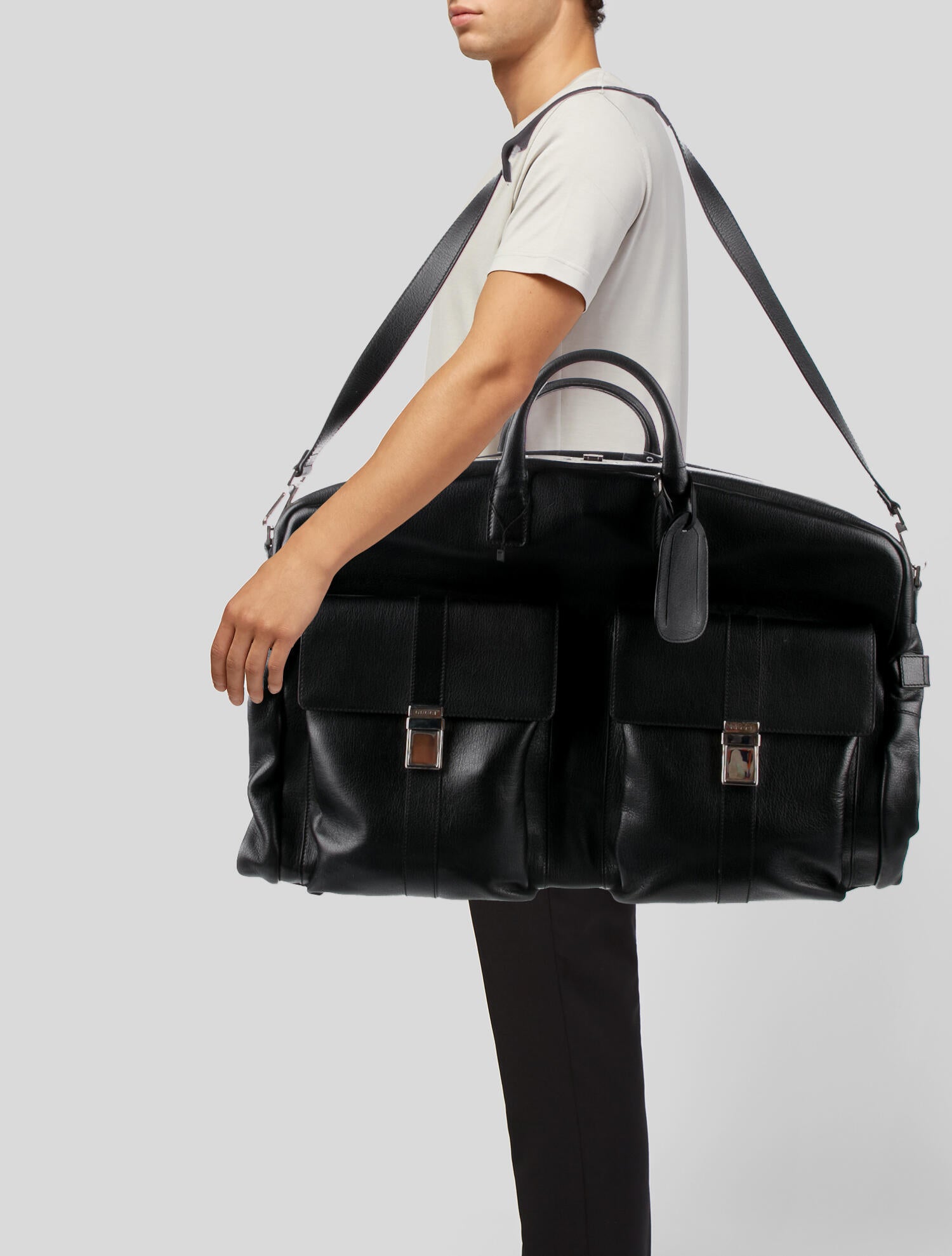 Gucci Vintage Large Leather Weekender Bag - Black Suitcases, Luggage ...