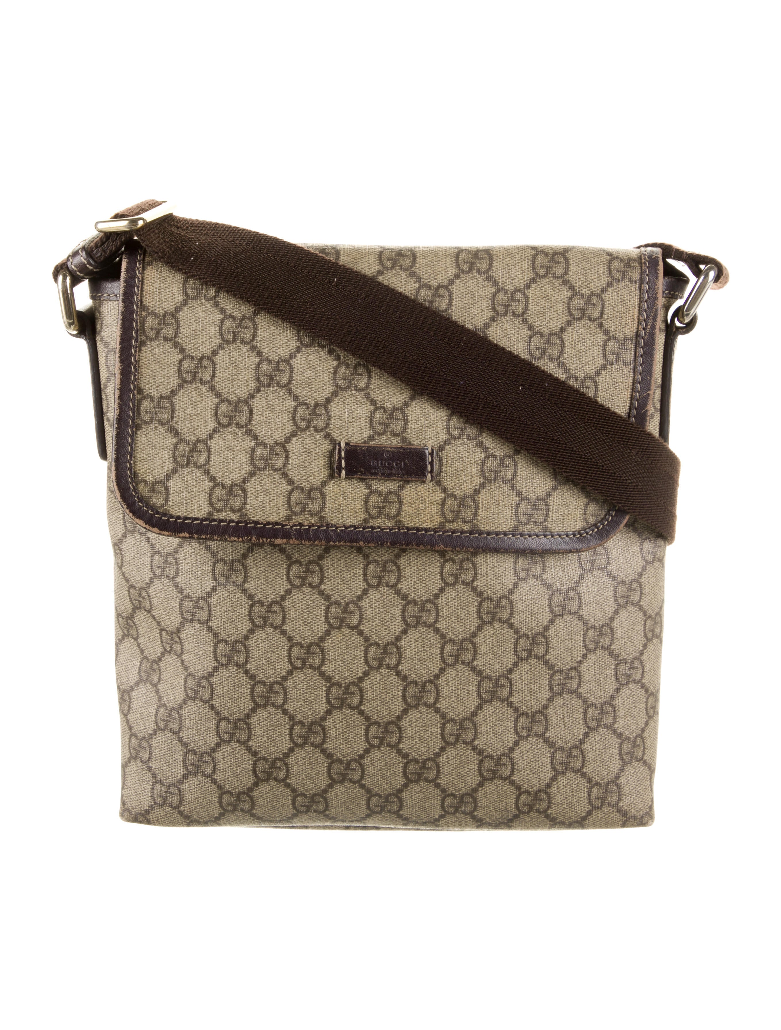 Gucci Logo Messenger Bag - Neutrals Crossbody Bags, Handbags ...